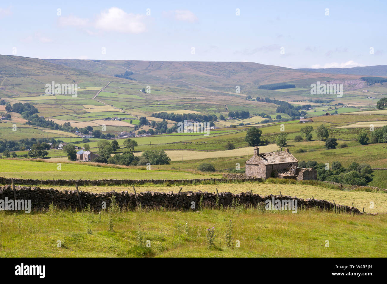 North Pennines landscape above Westgate, in Weardale, Co. Durham ...