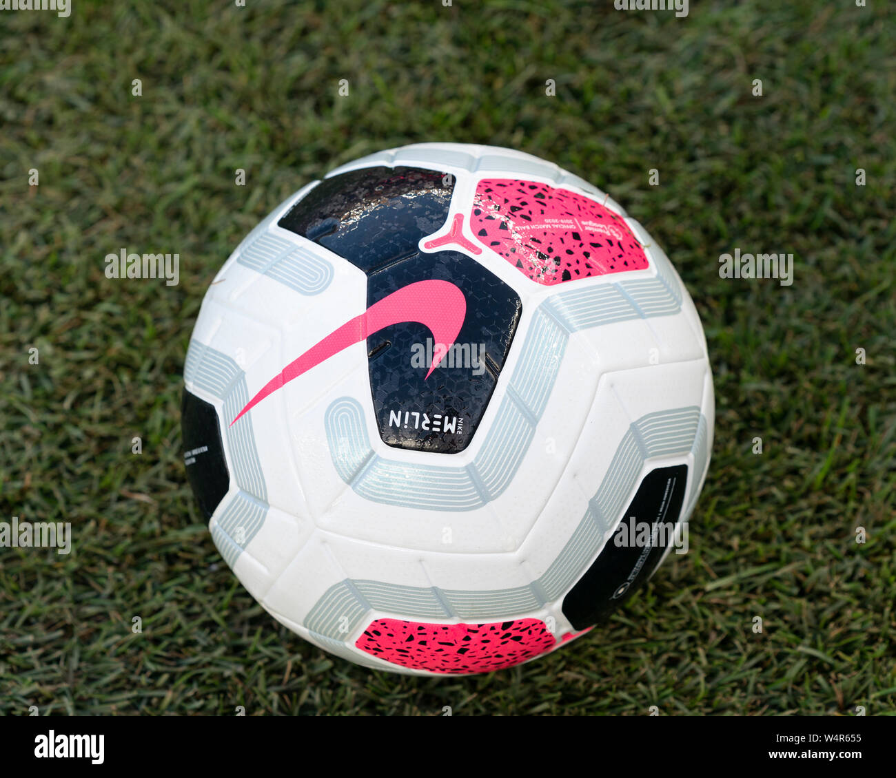 New York, NY - July 24, 2019: Official Nike football as seen during pre ...