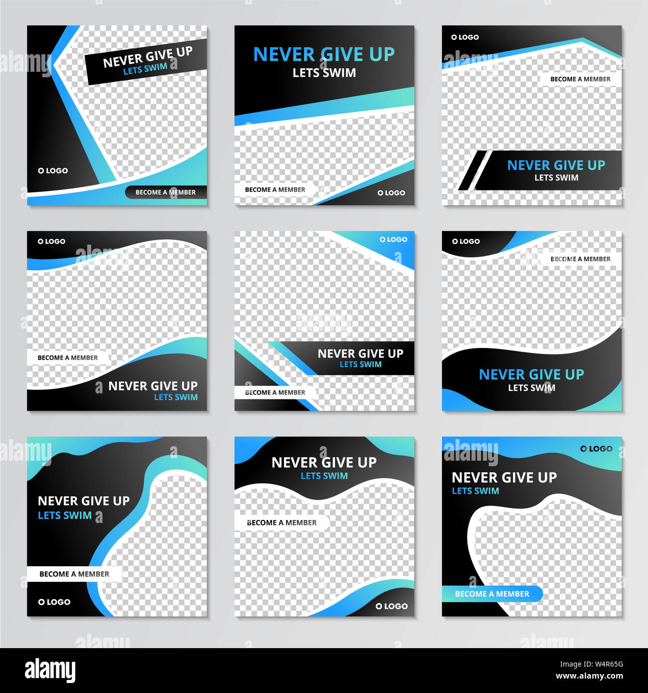 Collection of social media post sport design template vector Stock ...