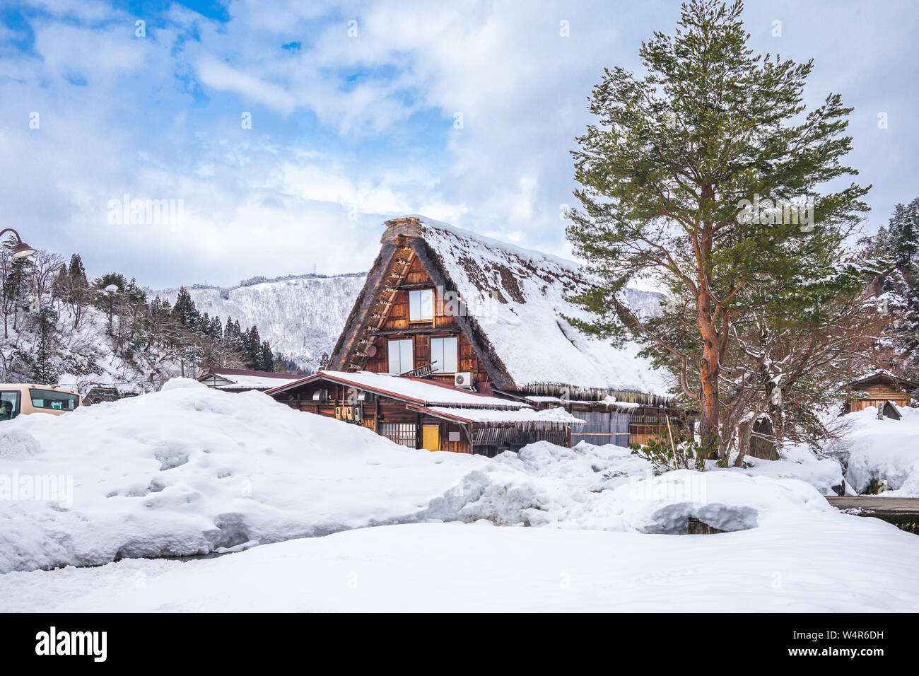 Snow scenery of Shirakawa village, gifu, japan Stock Photo - Alamy