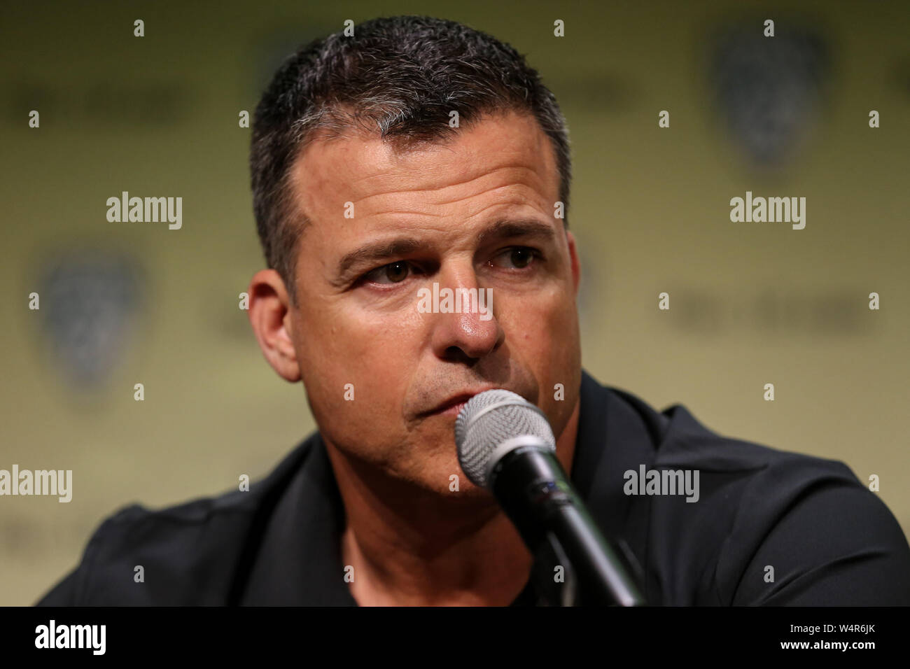 Hollywood CA. 24th July, 2019. Oregon Ducks coach Mario Cristobal ...