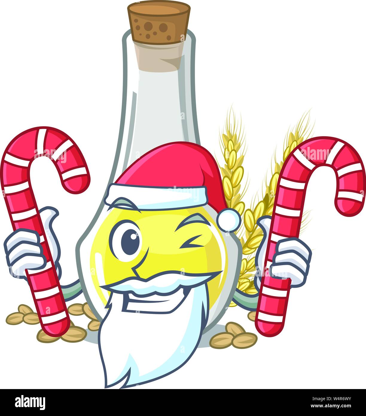 Santa with candy wheat germ oil at cartoon table vector illustration ...