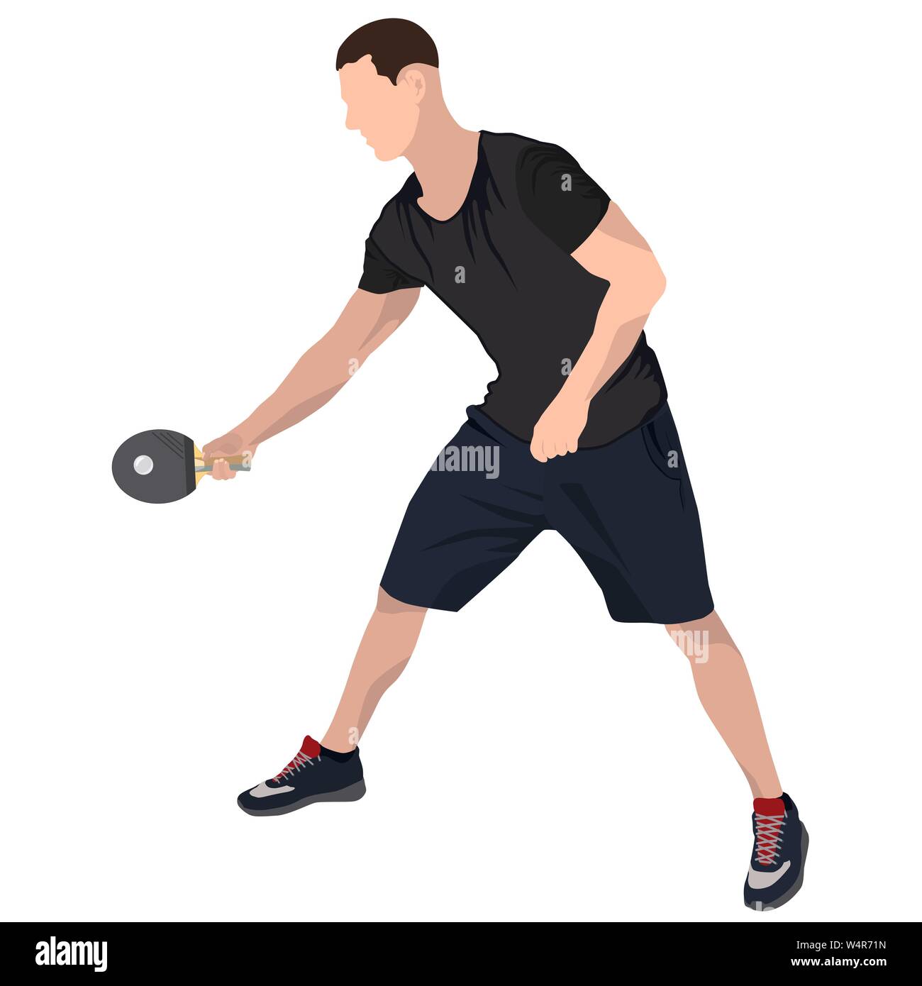 Table tennis player with ball and racket, vector flat isolated ...