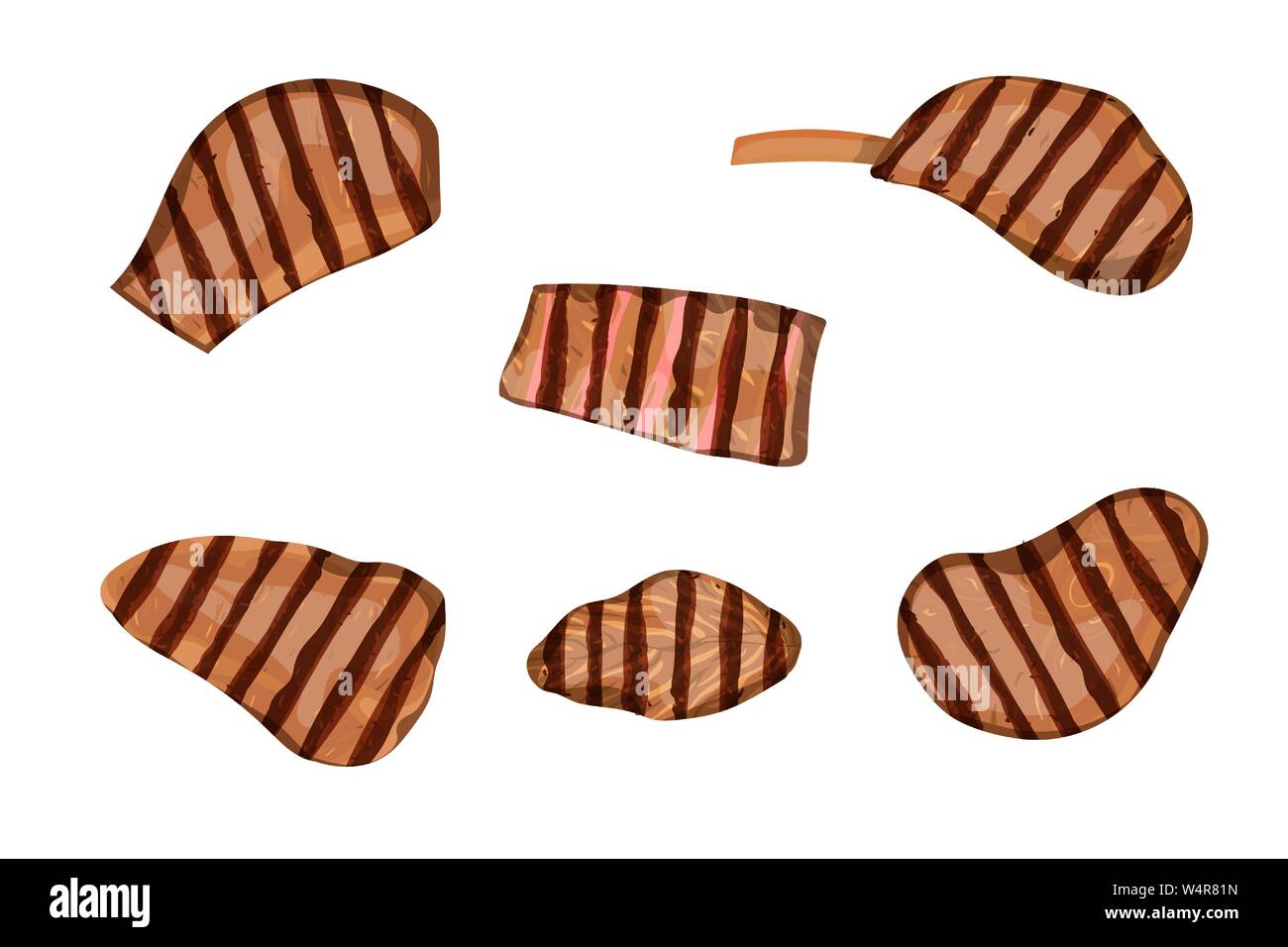 Realistic grill meat set. Vector illustration. White background Stock ...