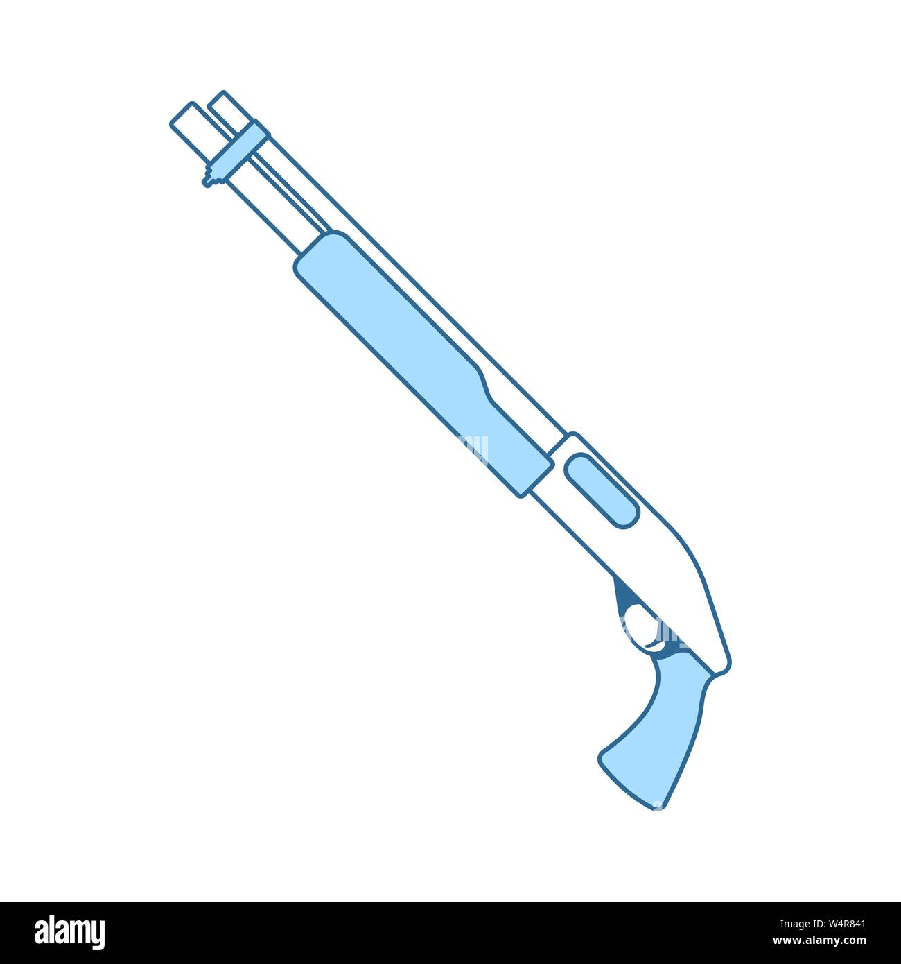 Pump-action Shotgun Icon. Thin Line With Blue Fill Design. Vector ...