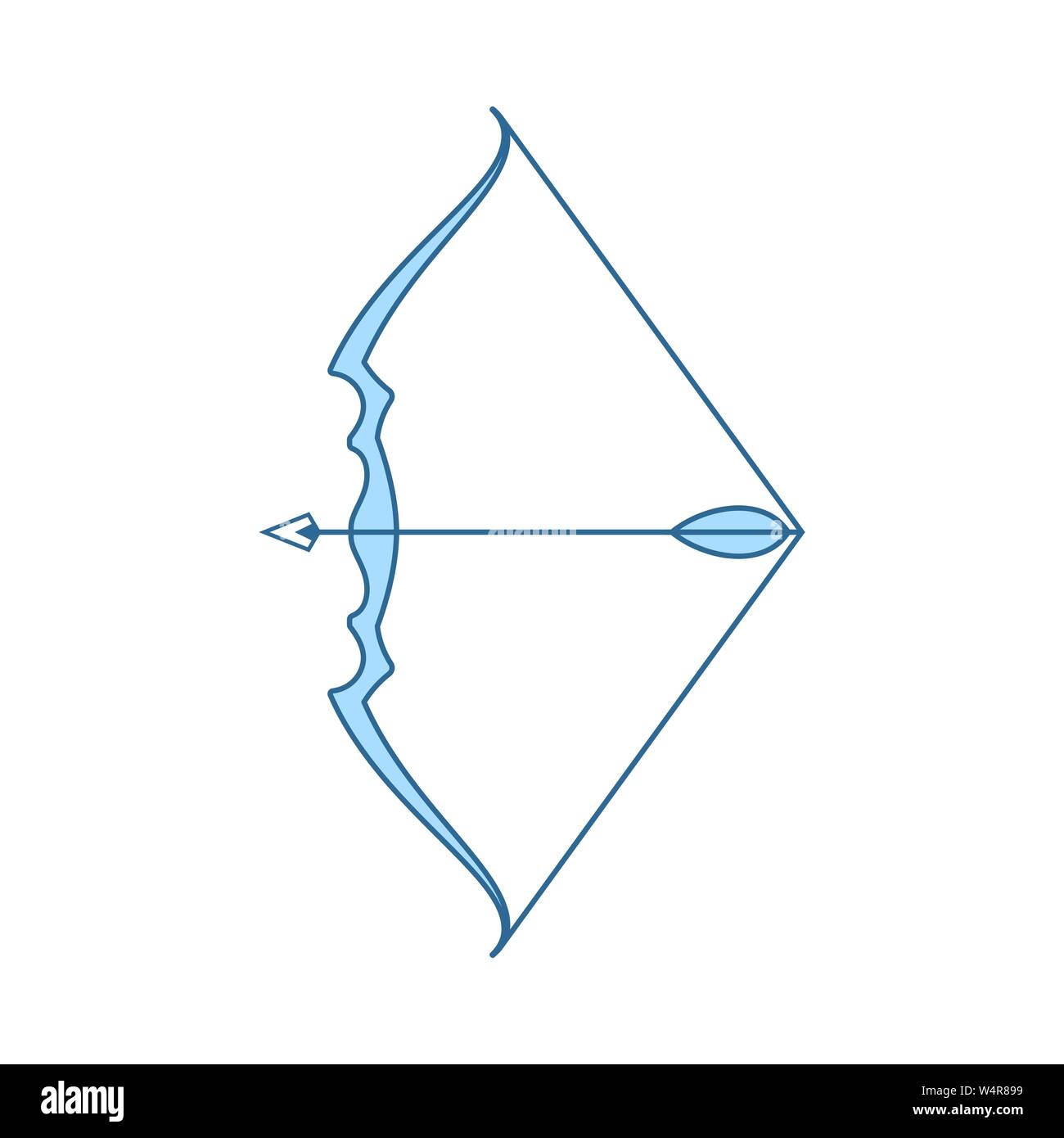 Bow With Arrow Icon. Thin Line With Blue Fill Design. Vector ...