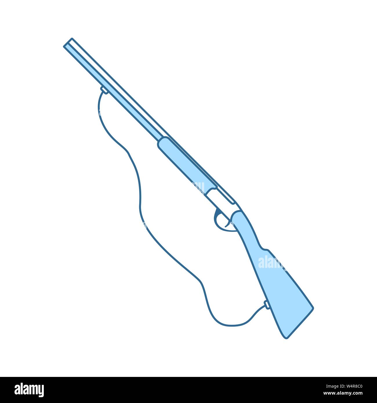 Hunt Gun Icon. Thin Line With Blue Fill Design. Vector Illustration ...