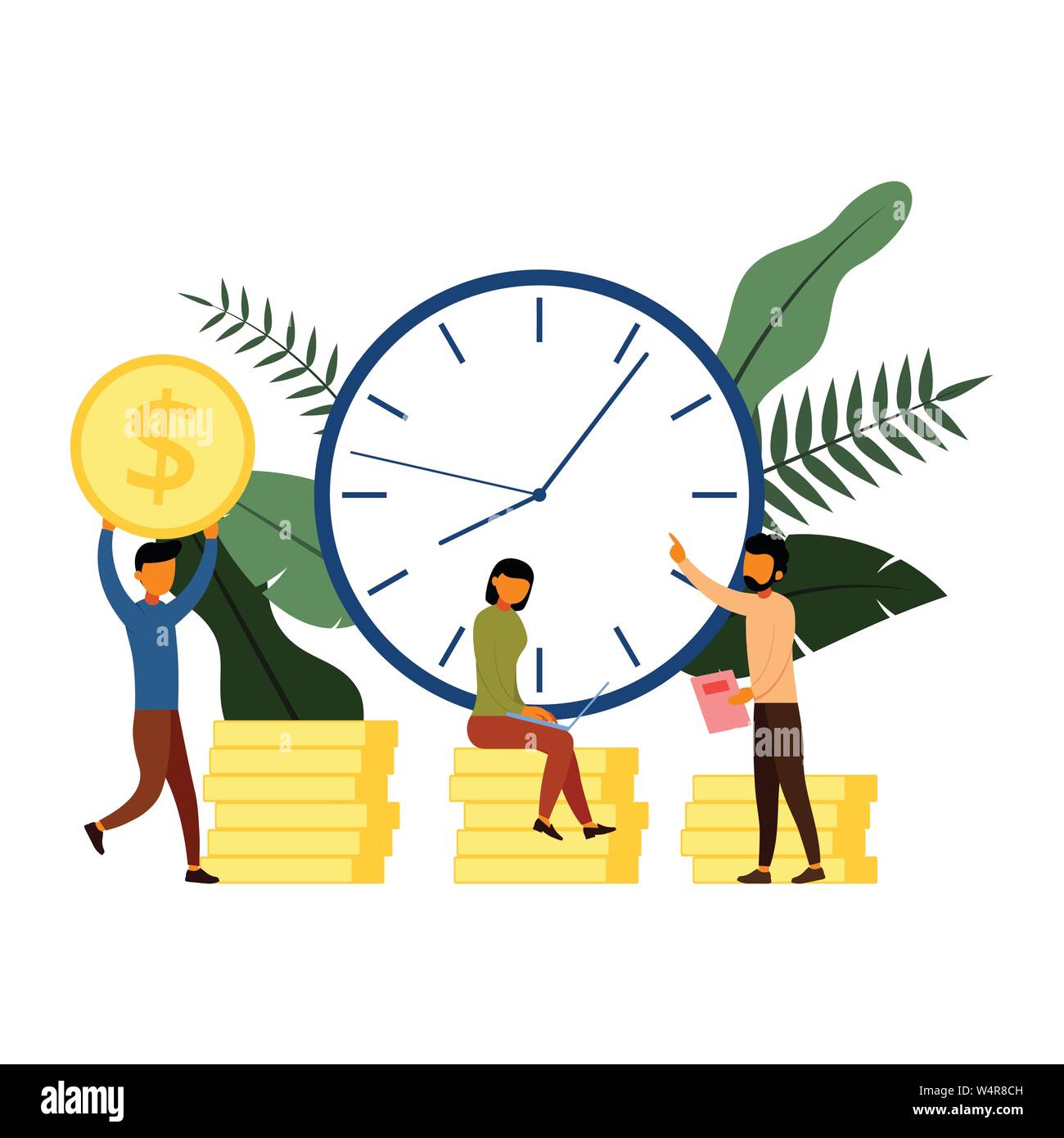 Times is money, business and management concept with character, vector ...