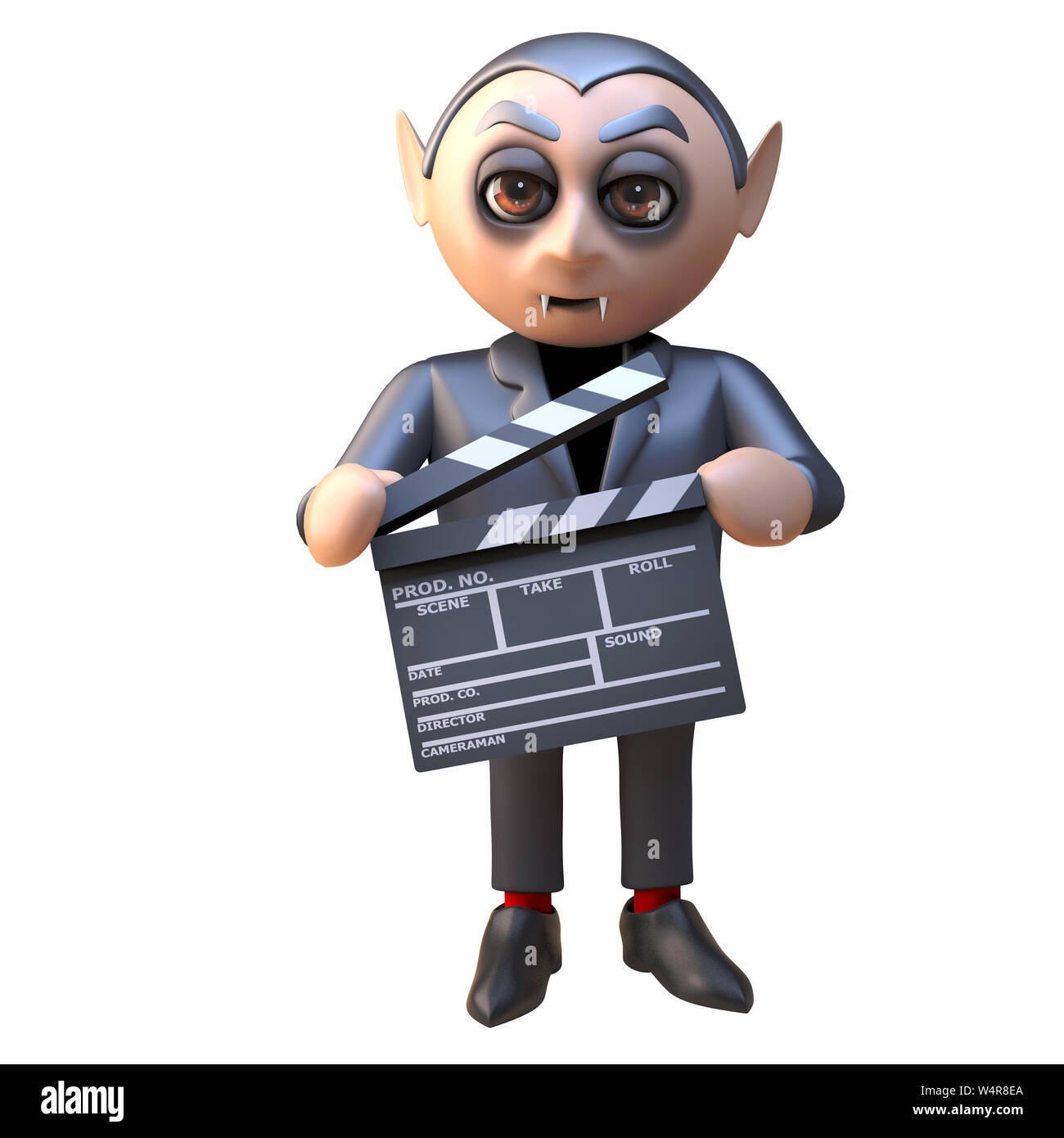 Dracula vampire monster 3d Halloween character using a film slate to ...