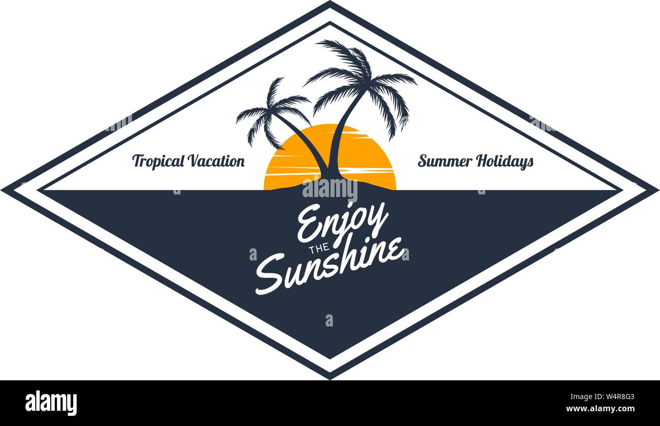 beach vacation summer holiday tropic island sticker badge vector art ...