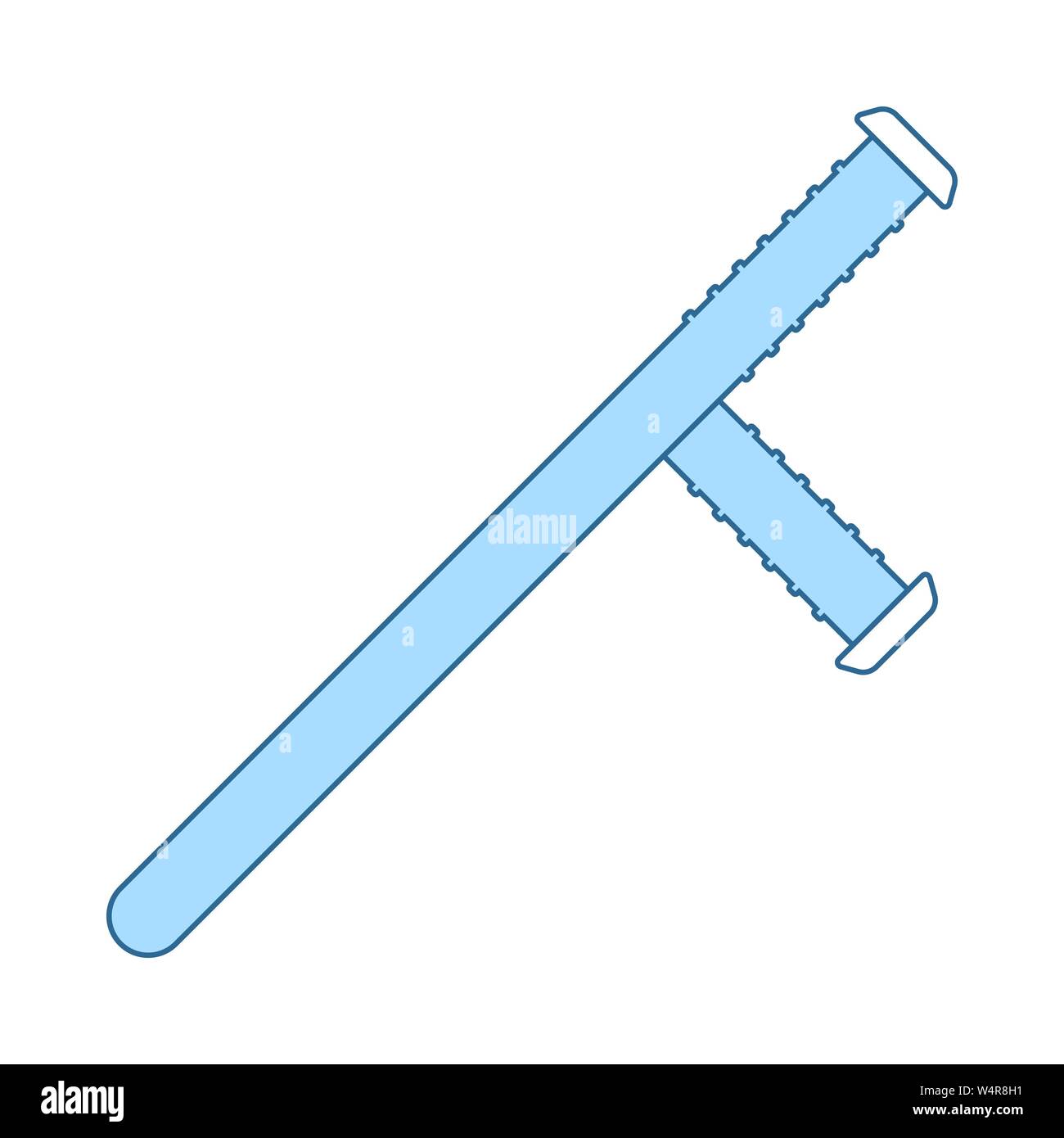 Police Baton Icon. Thin Line With Blue Fill Design. Vector Illustration ...