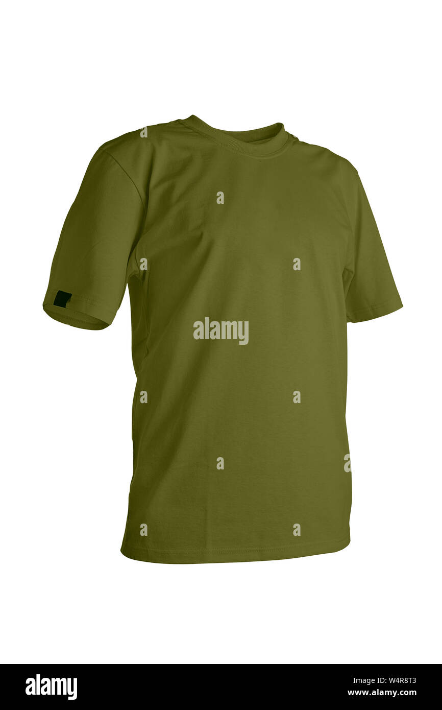 Army green t-shirt isolated on white background Stock Photo - Alamy