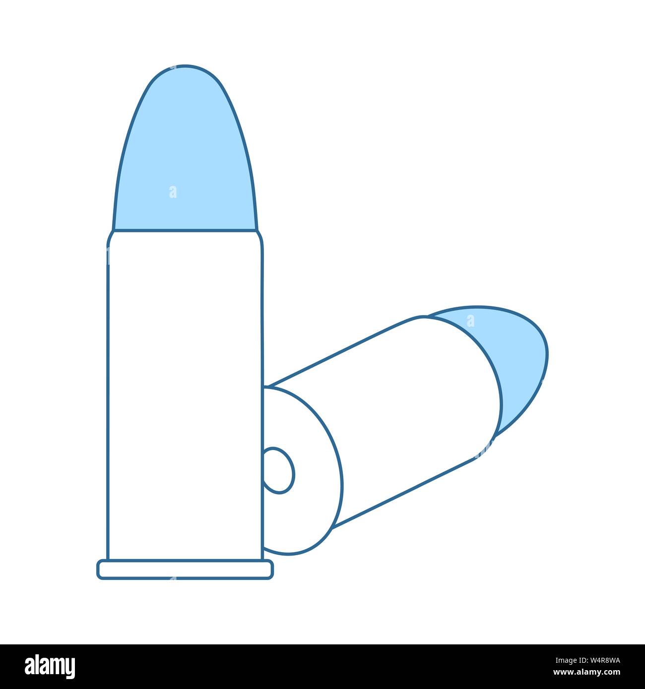 Pistol Bullets Icon. Thin Line With Blue Fill Design. Vector ...