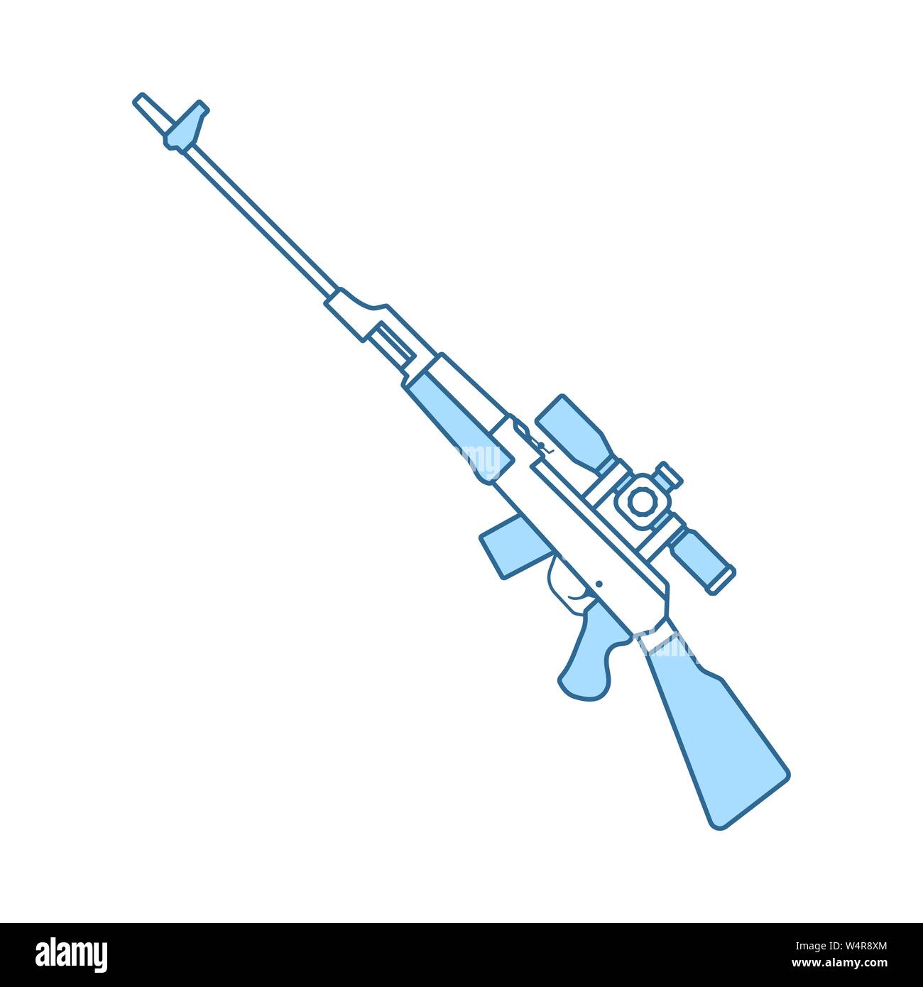 Sniper Rifle Icon. Thin Line With Blue Fill Design. Vector Illustration ...