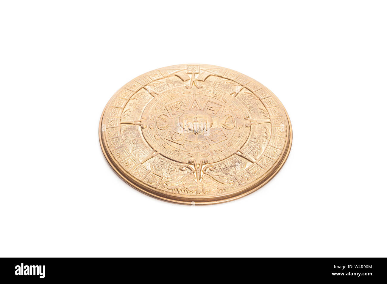 Antique gold aztec ring isolated on white background Stock Photo - Alamy