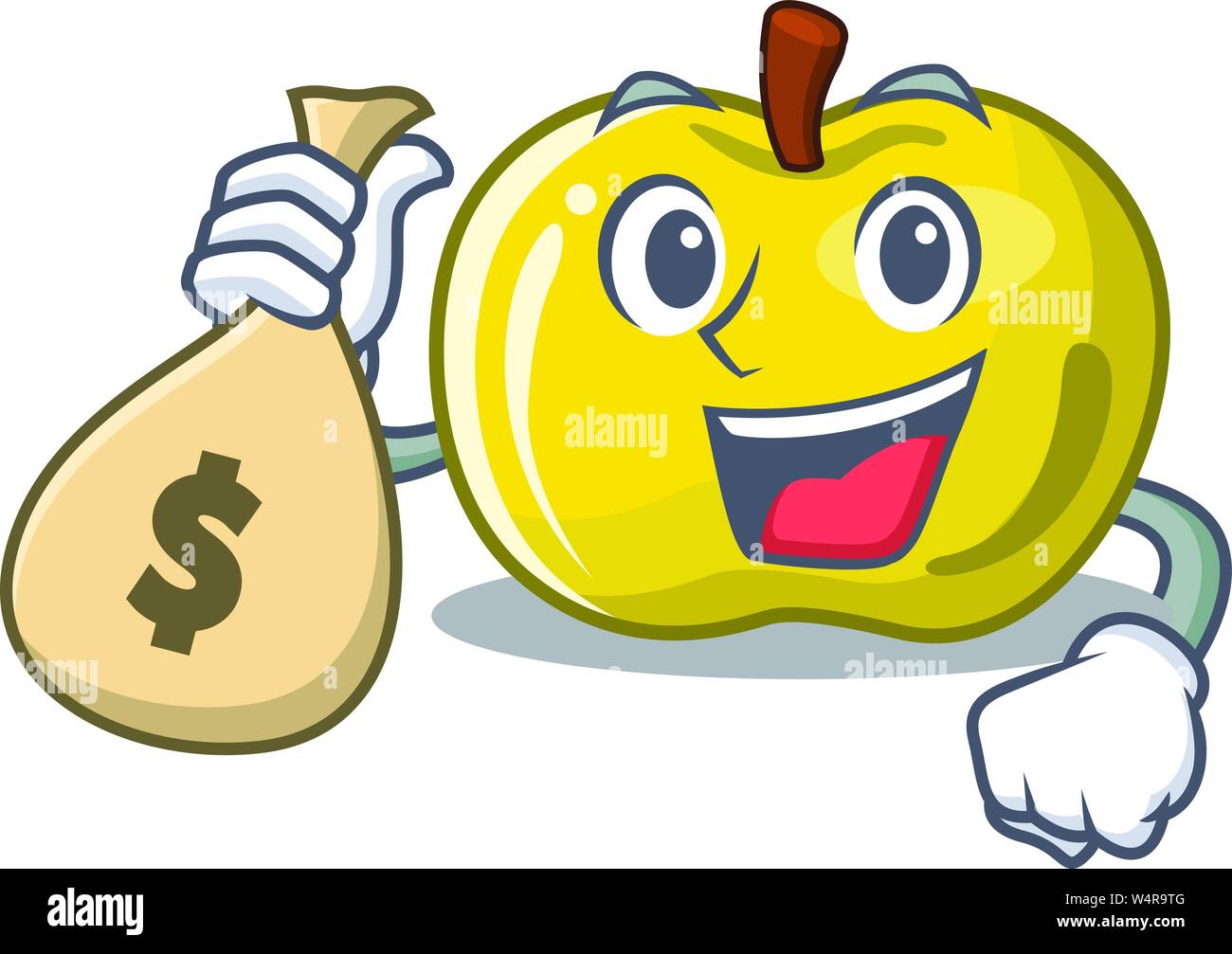 With money bag yellow apple the slices cartoon shape vector ...