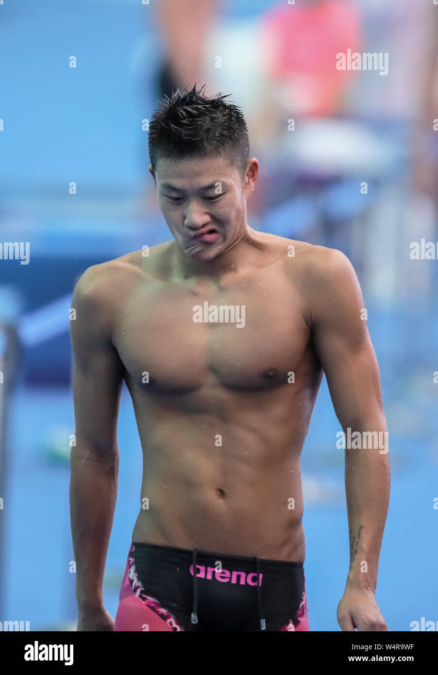 Gwangju, South Korea. 25th July, 2019. Zhang Ruixuan of China reacts ...