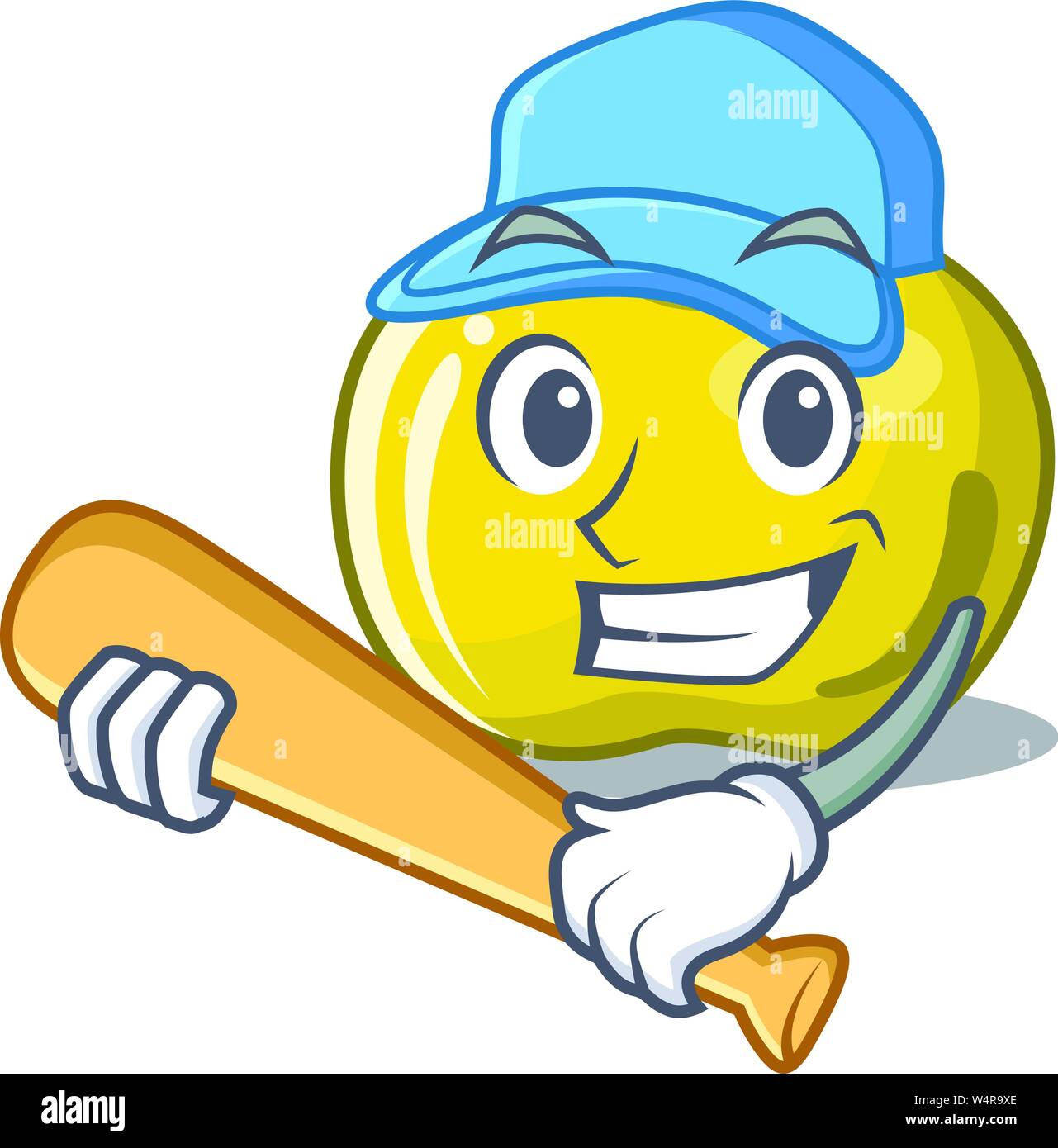 Playing baseball yellow apple the slices cartoon shape vector ...