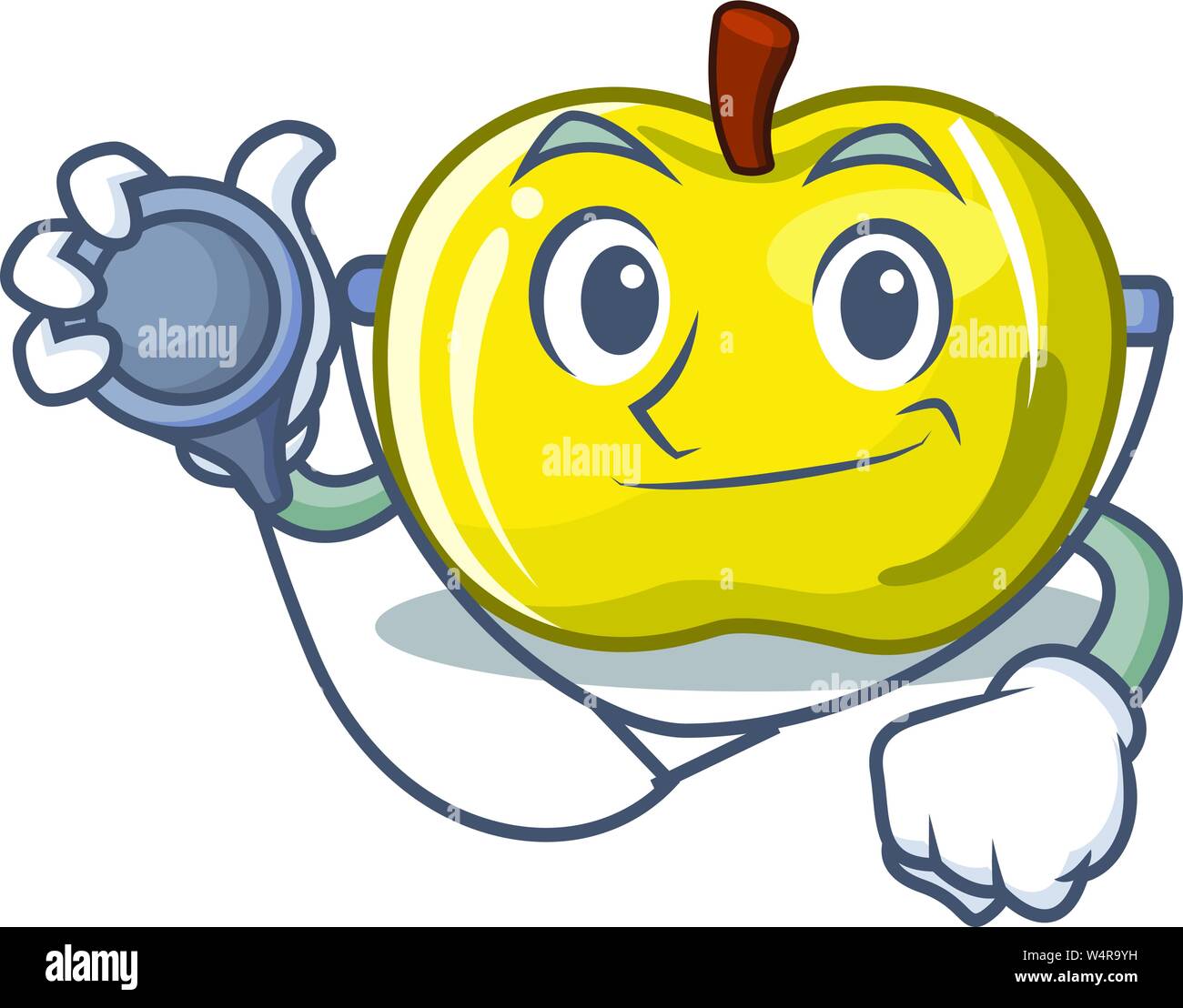 Doctor yellow apple the slices cartoon shape vector illustration Stock ...