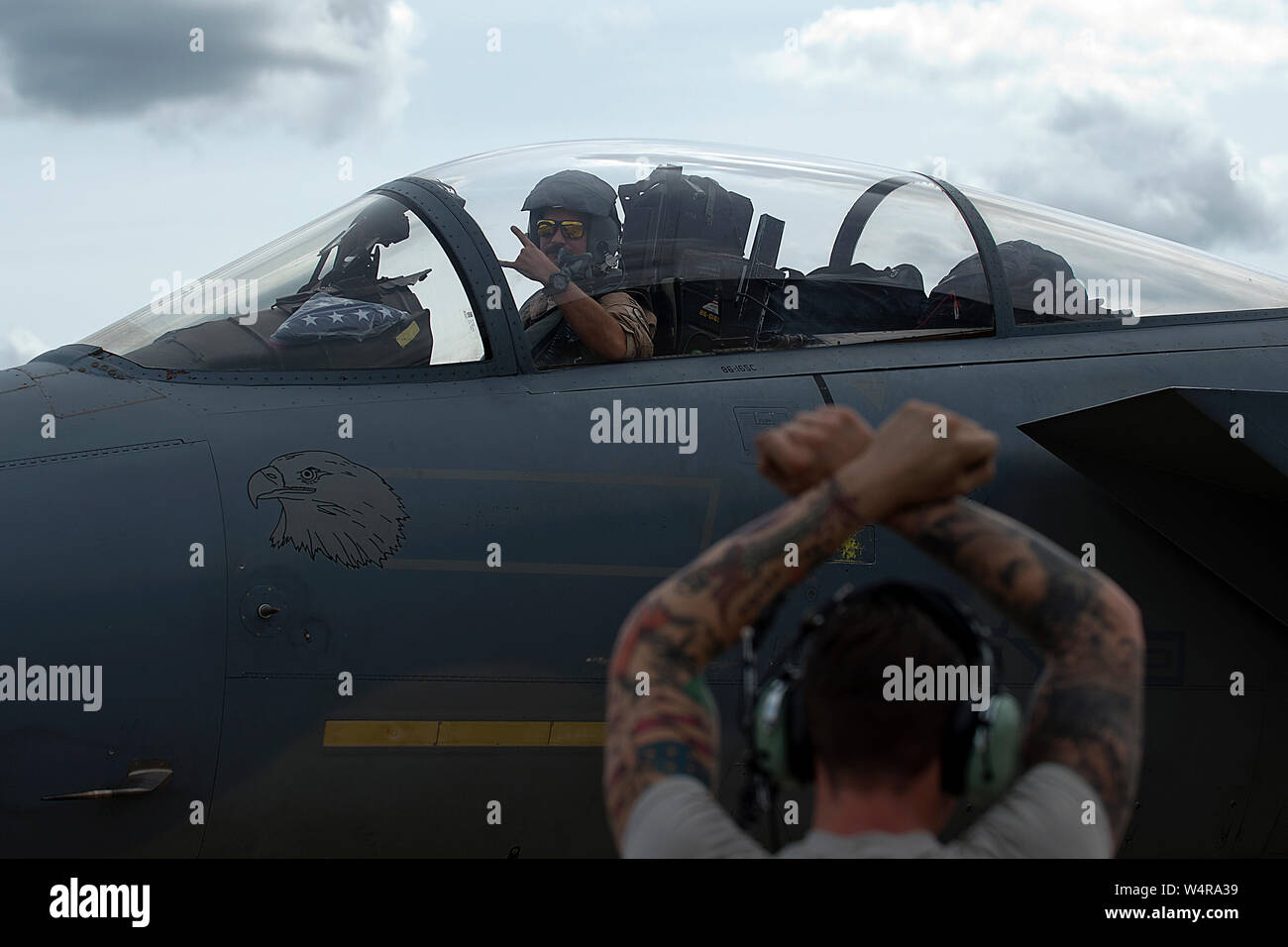 A 493rd Fighter Squadron pilot returns to Royal Air Force Lakenheath ...