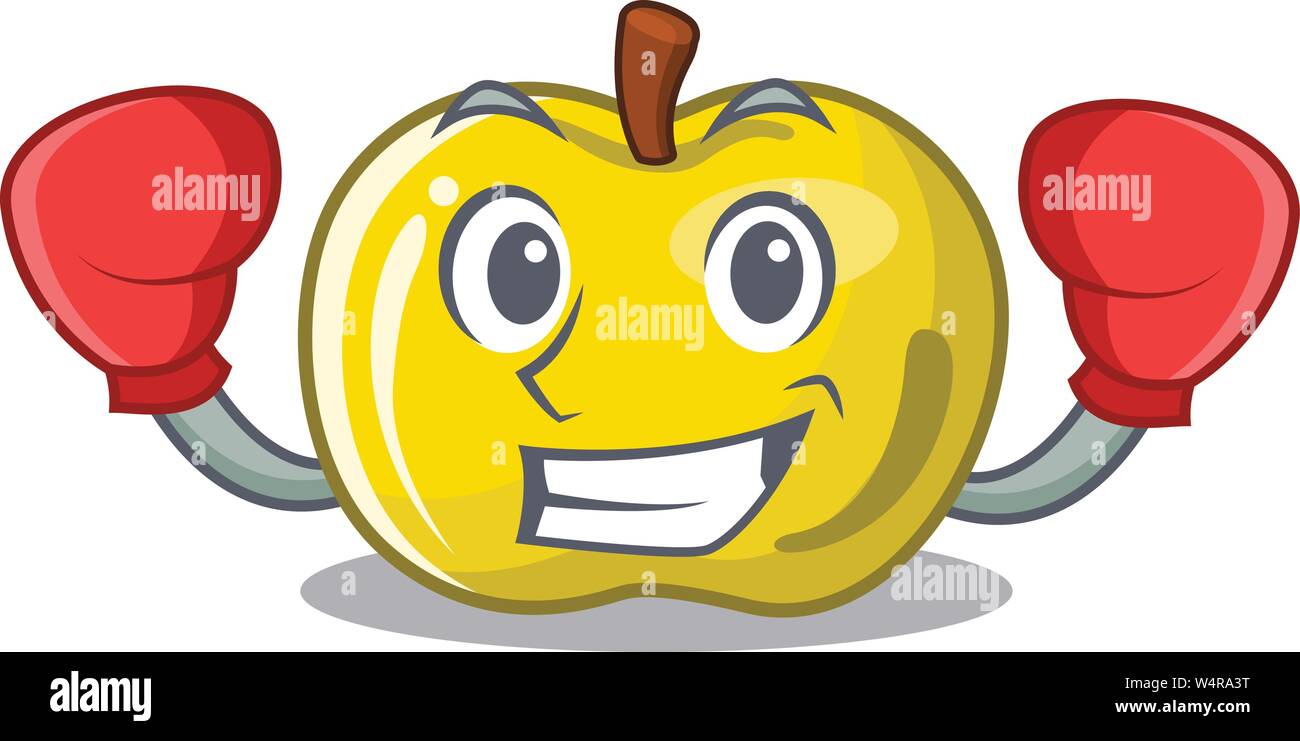 Boxing yellow apple the slices cartoon shape vector illustration Stock ...