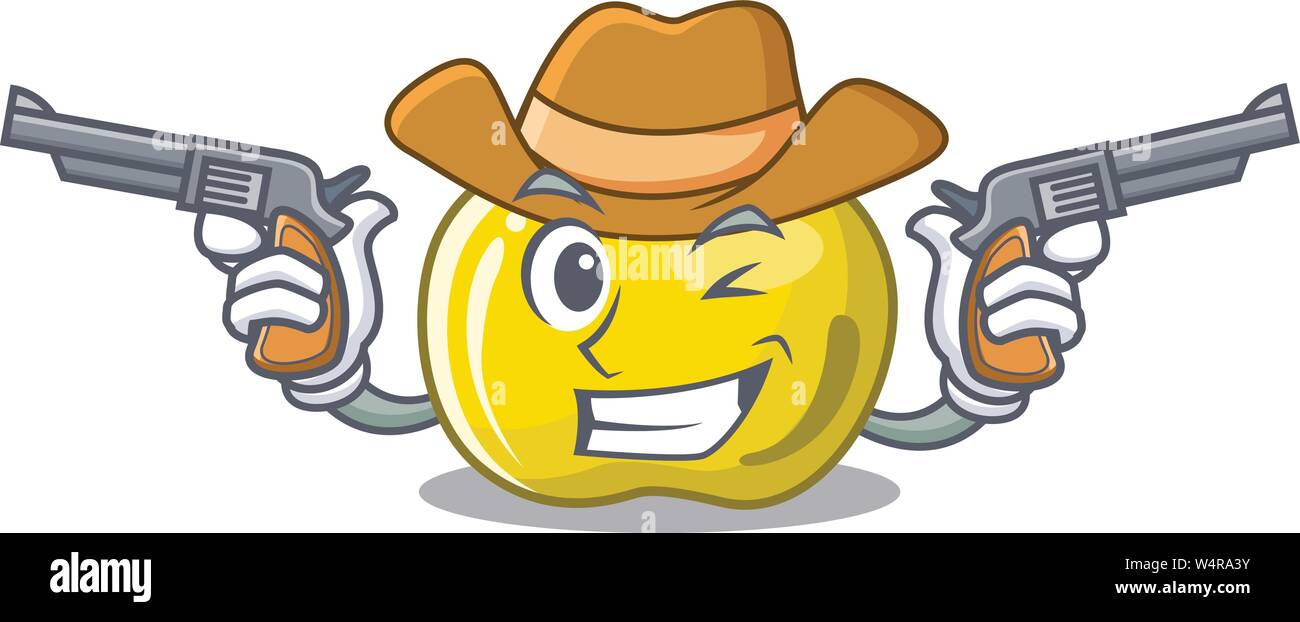 Cowboy yellow apple the slices cartoon shape vector illustration Stock ...
