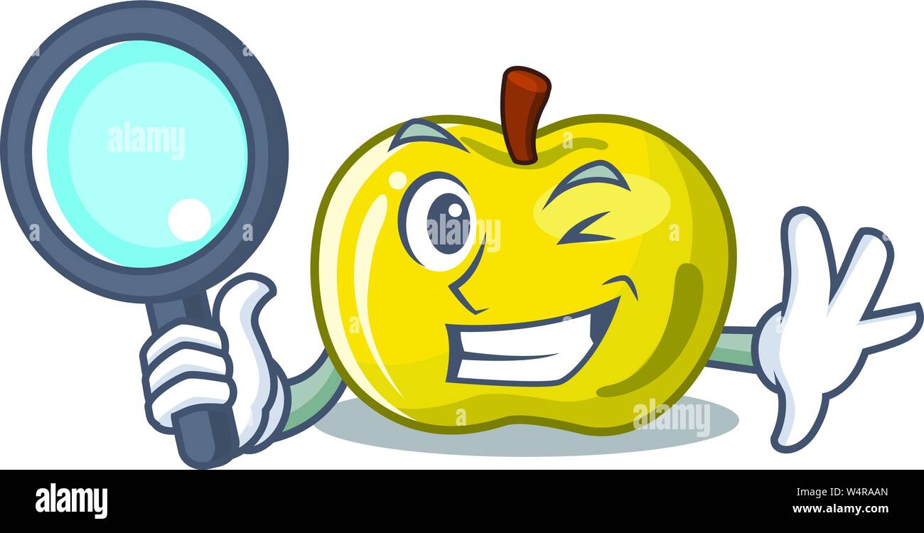 Detective yellow apple in the character shape vector illustration Stock ...