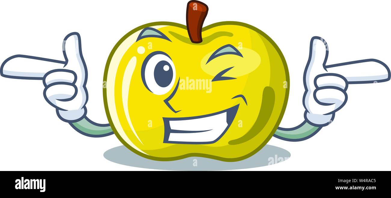Wink yellow apple in the character shape vector illustration Stock ...