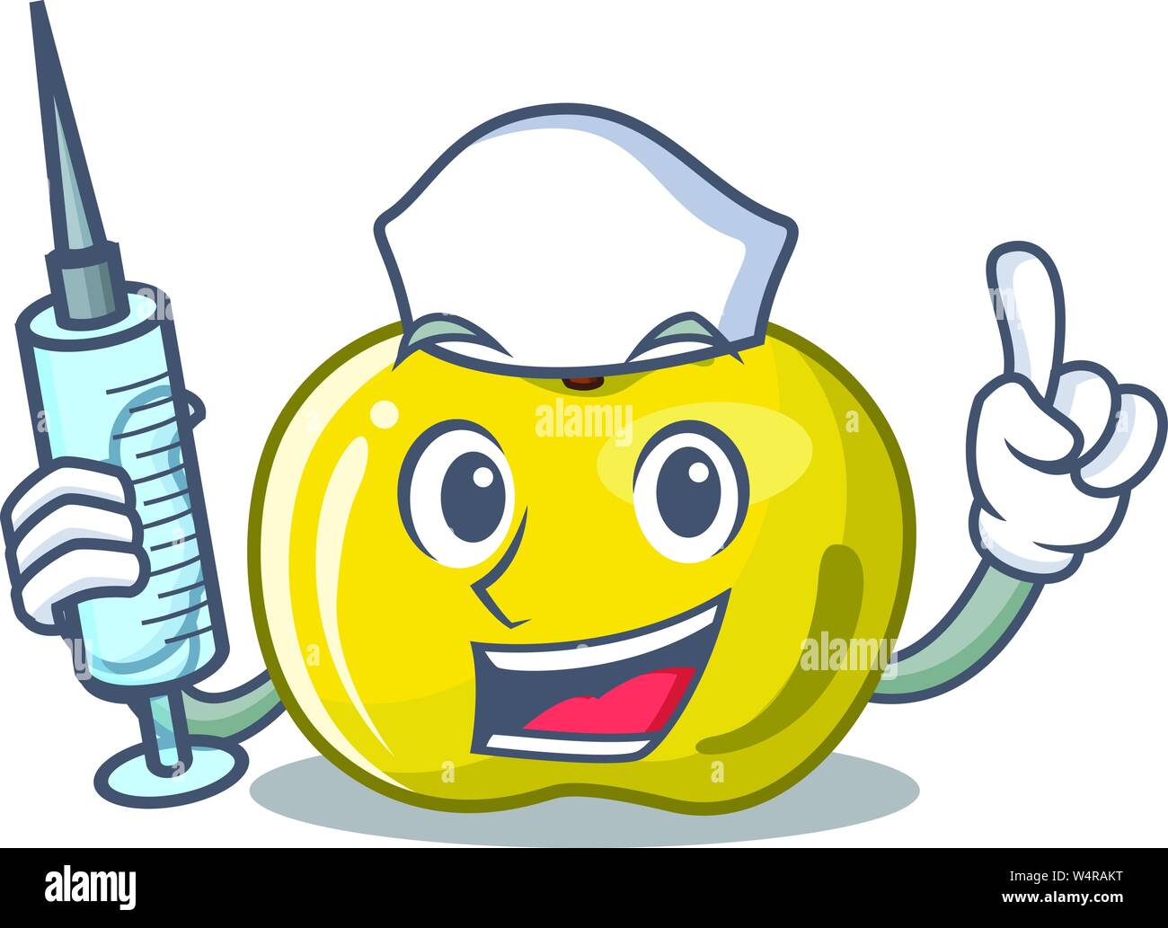 Nurse yellow apple in the character shape vector illustration Stock ...