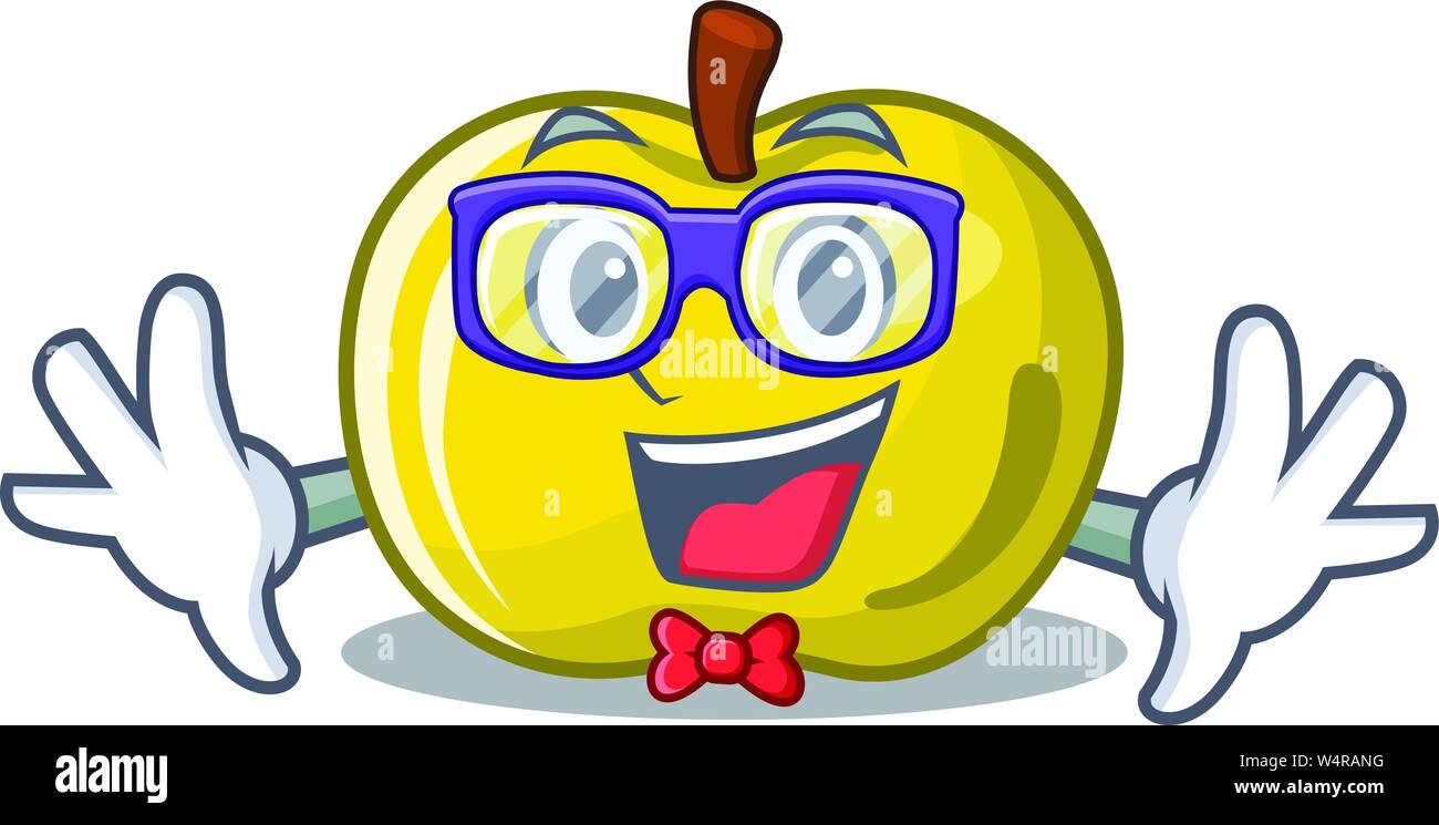 Geek yellow apple in the character shape vector illustration Stock ...