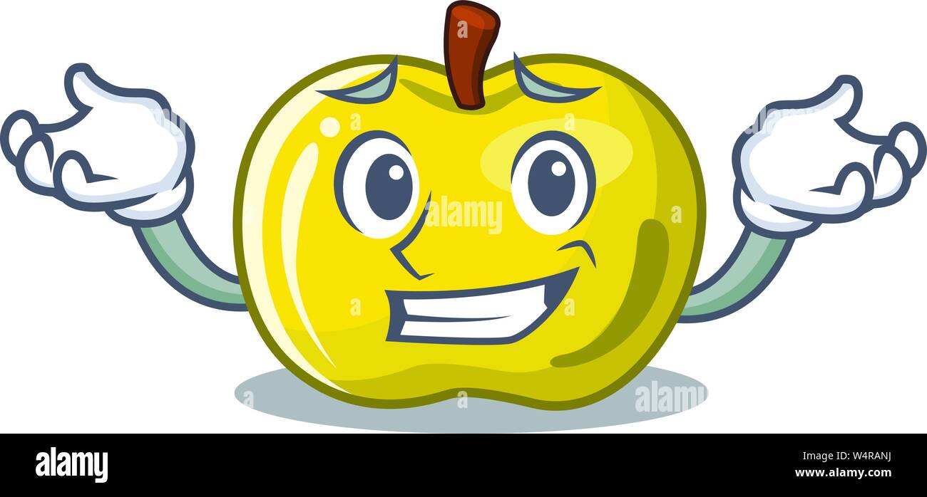 Grinning yellow apple in the character shape vector illustration Stock ...