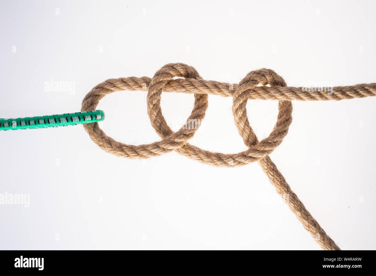 Two Half Hitches Knot isolated on white background . Node rope Stock ...