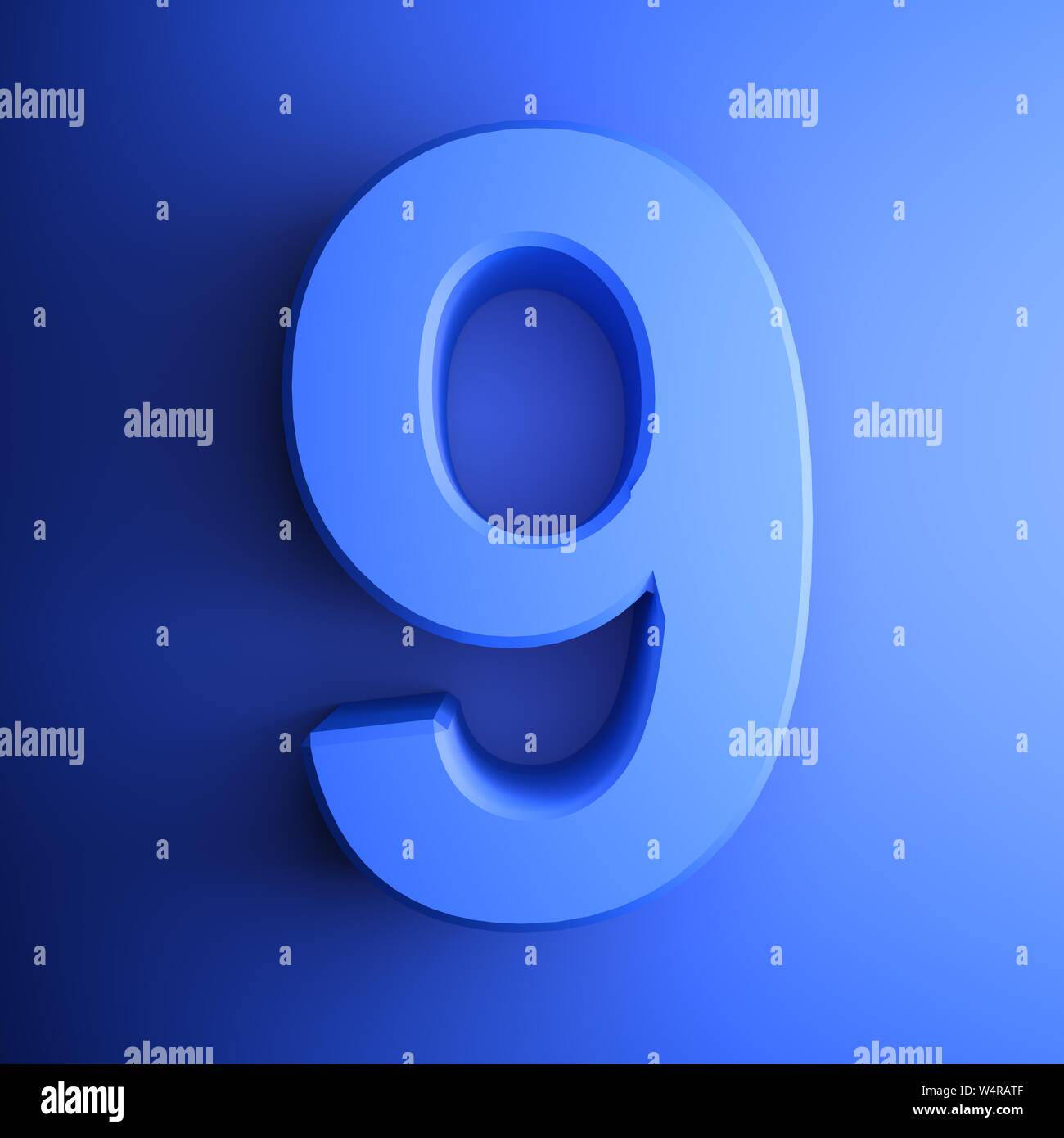 Blue square number 9 icon - 3D rendering illustration Stock Photo - Alamy