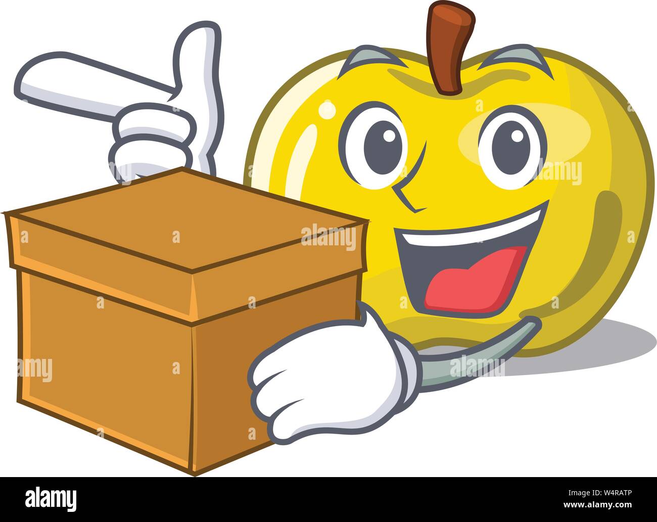 With box yellow apple in the character shape vector illustration Stock ...