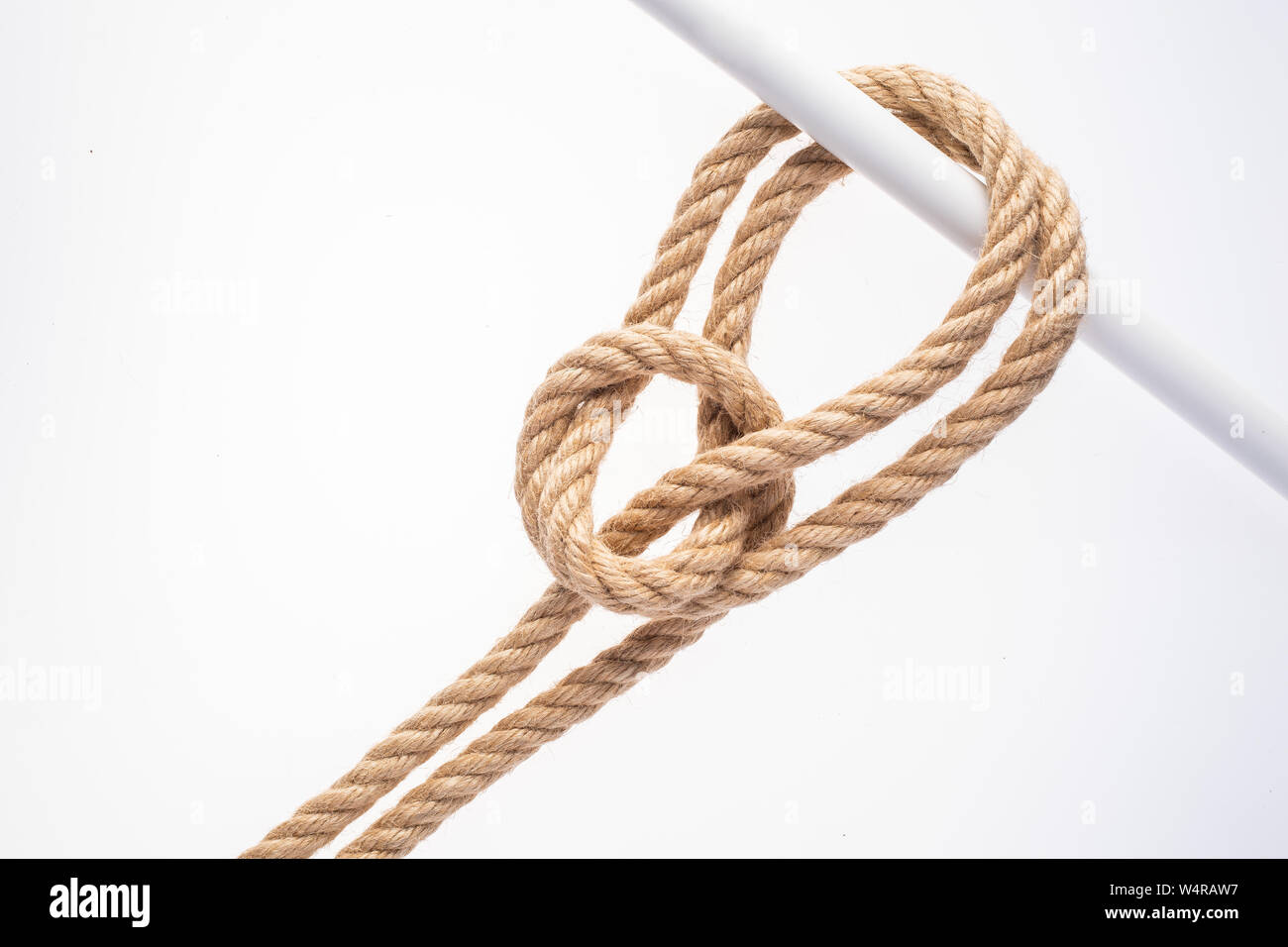 Hitching Tie Knot isolated on white background. Rope node Stock Photo ...