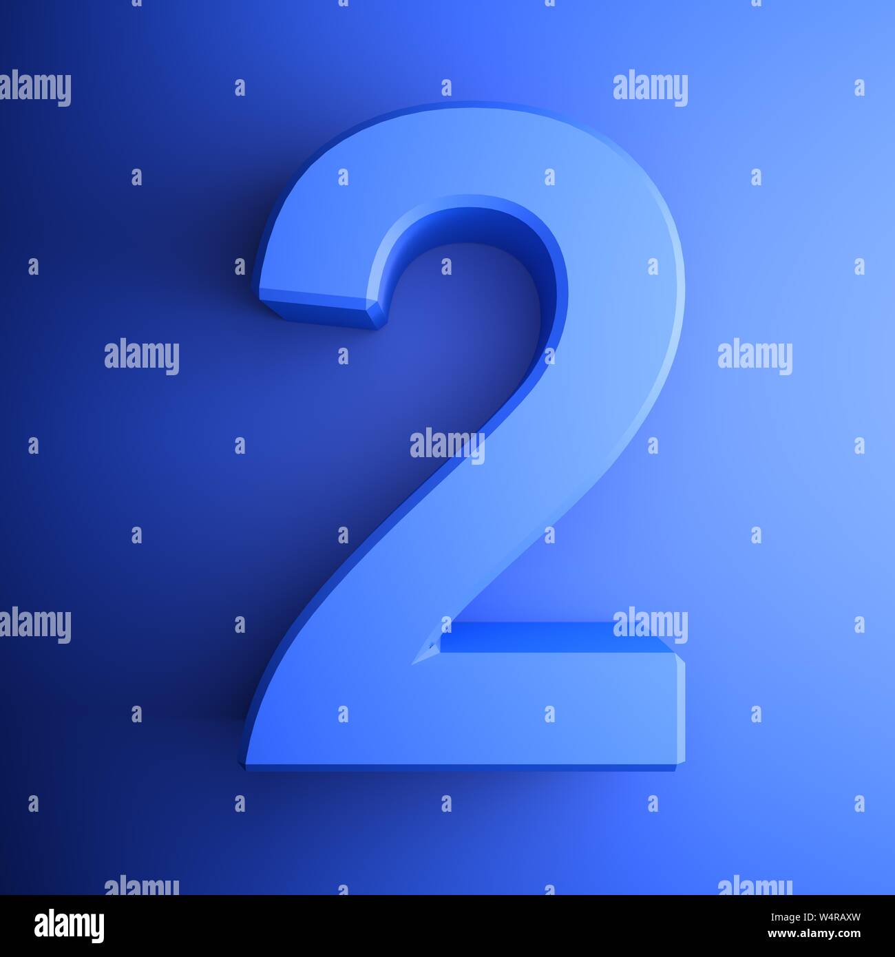 Blue number 2 square icon - 3D rendering illustration Stock Photo - Alamy