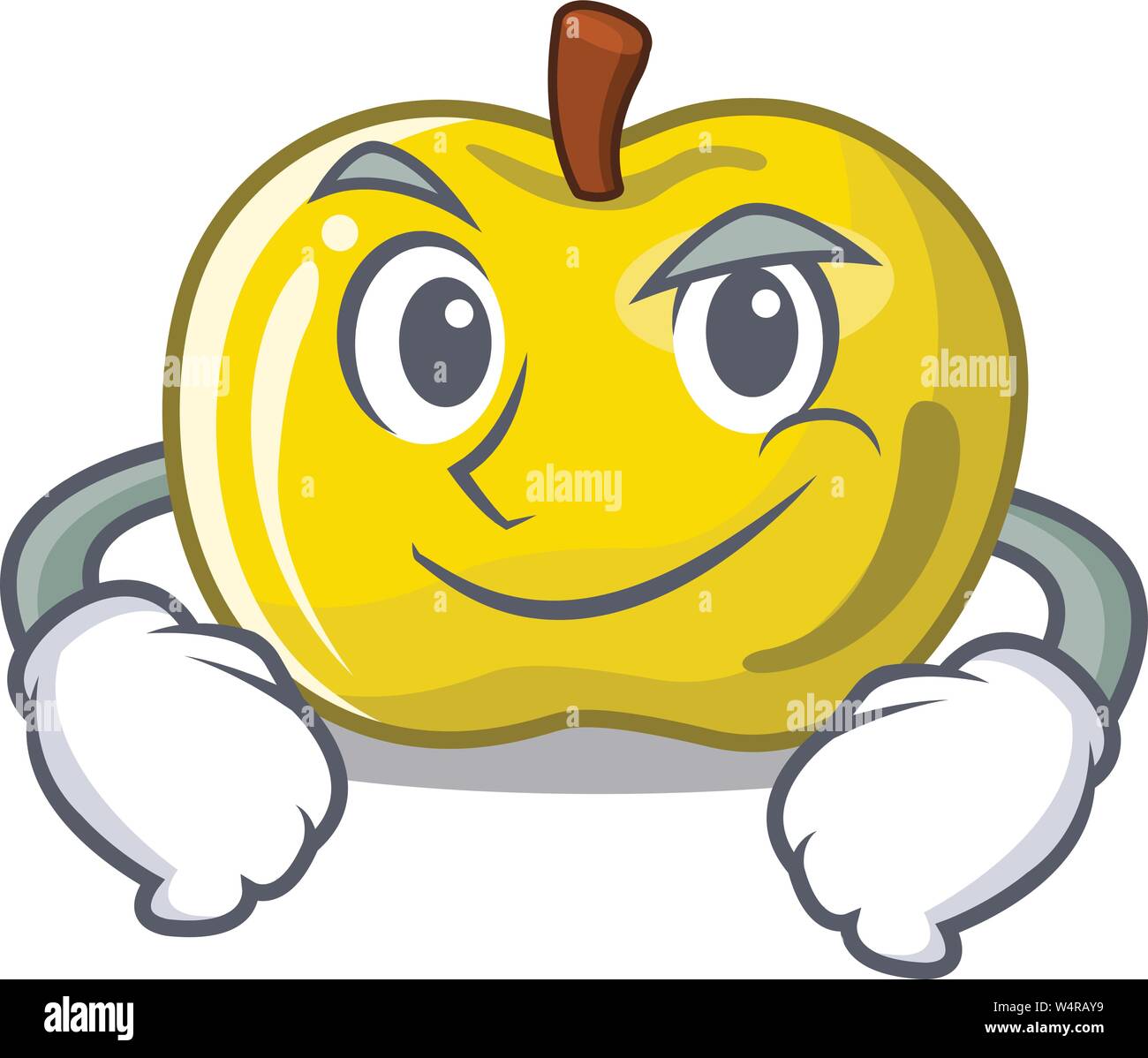 Smirking yellow apple in the character shape vector illustration Stock ...