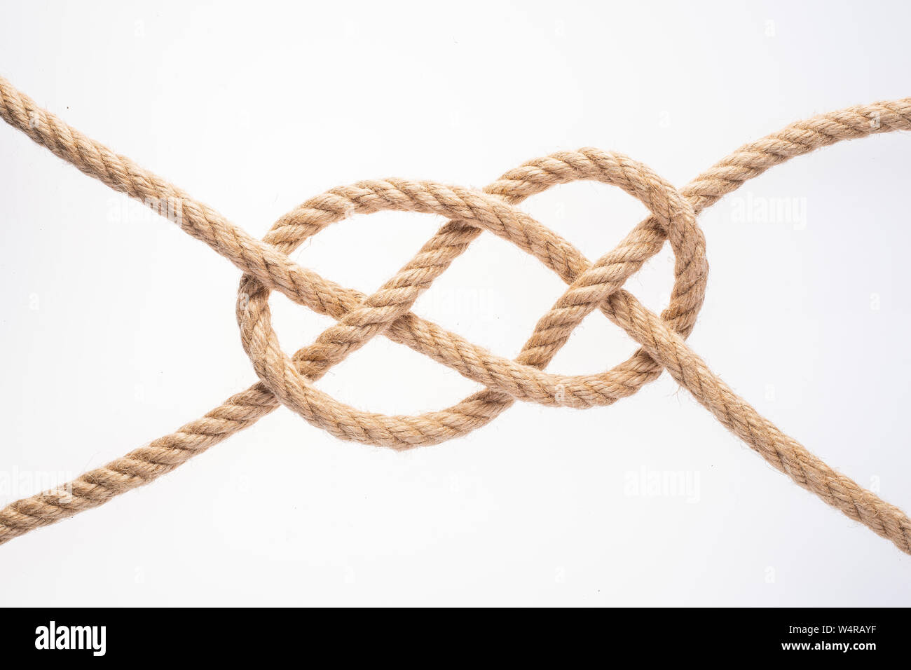 Double Carrick Bend on white background. Rope knot Stock Photo - Alamy