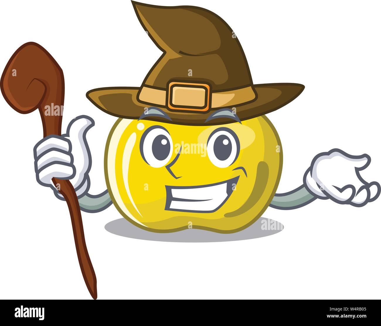 Witch yellow apple isolated with the mascot vector illustration Stock ...