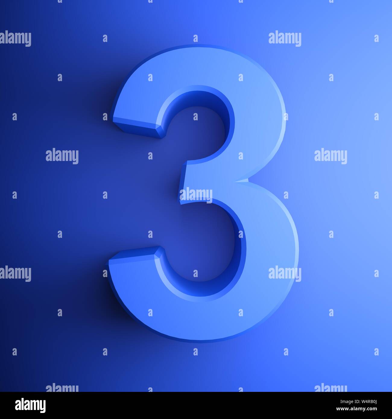 Blue number 3 square icon - 3D rendering illustration Stock Photo - Alamy