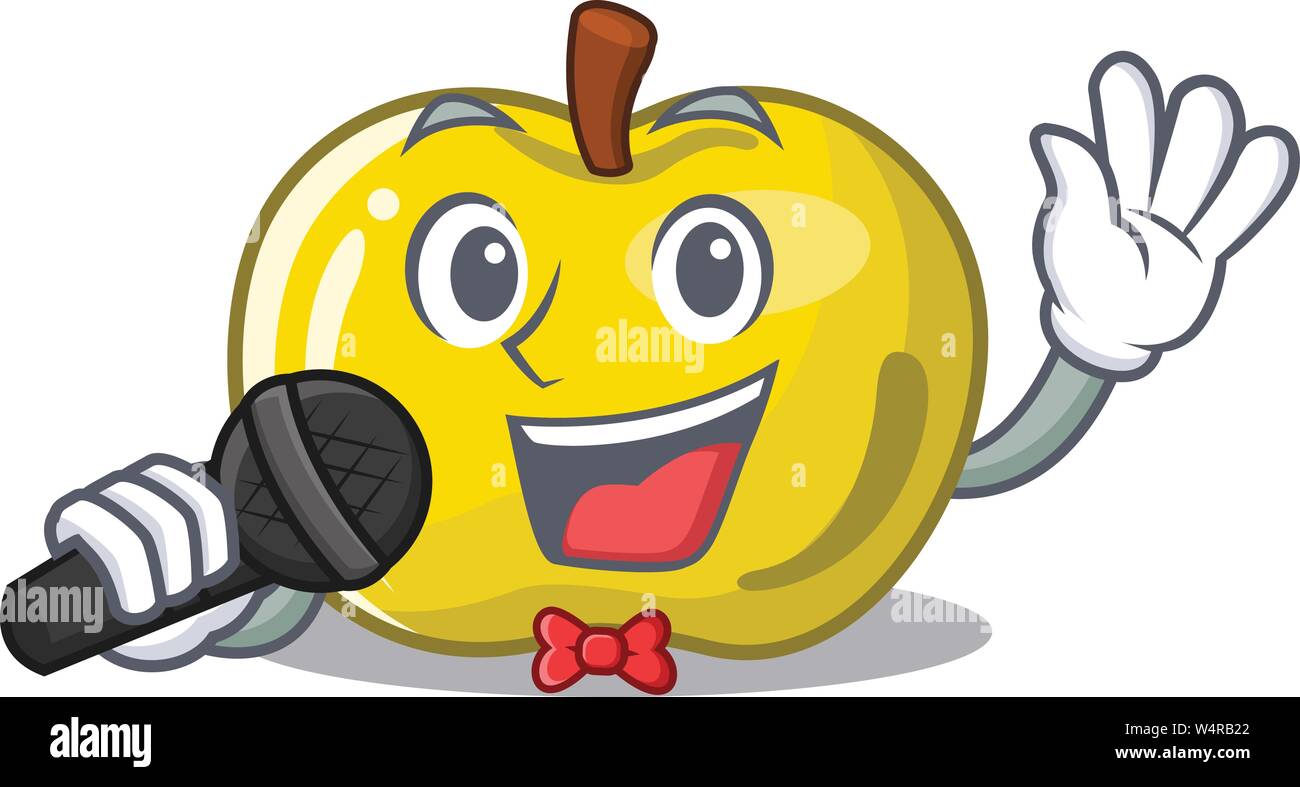 Singing yellow apple isolated with the mascot vector illustration Stock ...