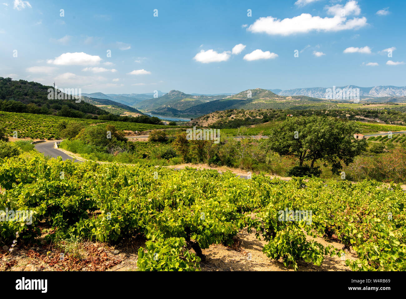Landscape surrounding Lake Caramany, artificial lake on the Agly river ...