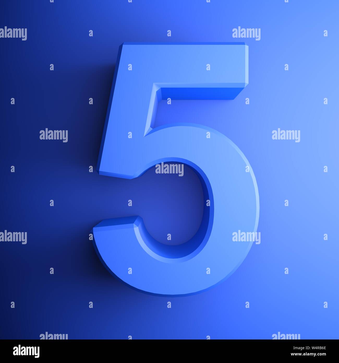 Blue number 5 square icon - 3D rendering illustration Stock Photo - Alamy