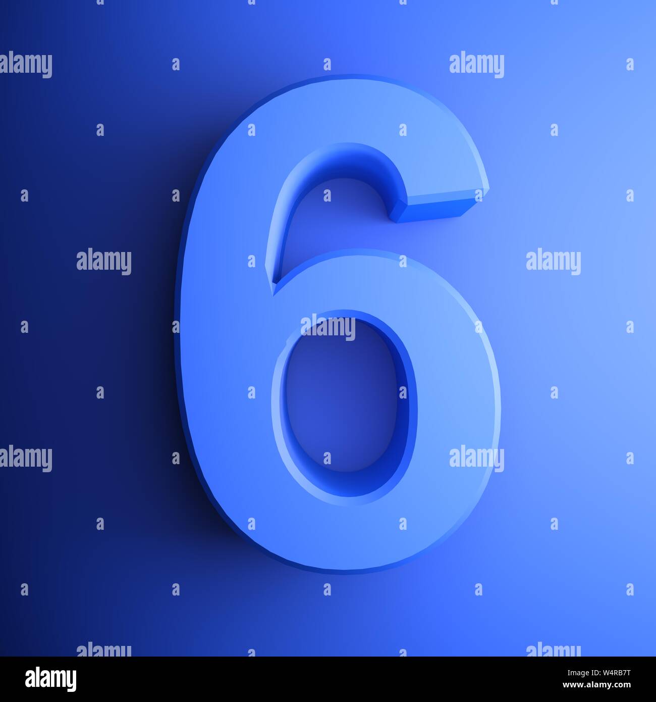 Blue number 6 square icon - 3D rendering illustration Stock Photo - Alamy