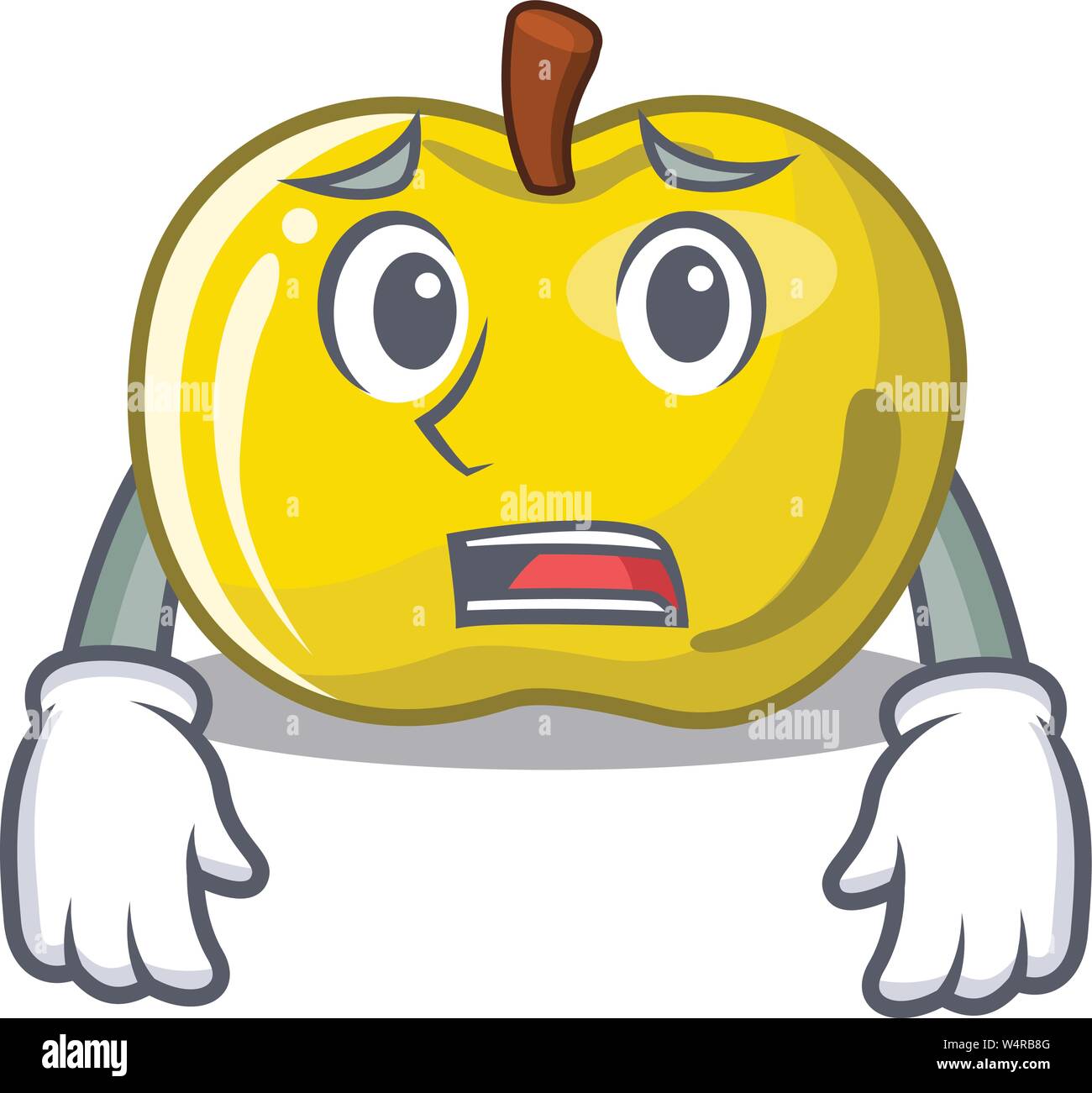 Afraid yellow apple isolated with the mascot vector illustration Stock ...