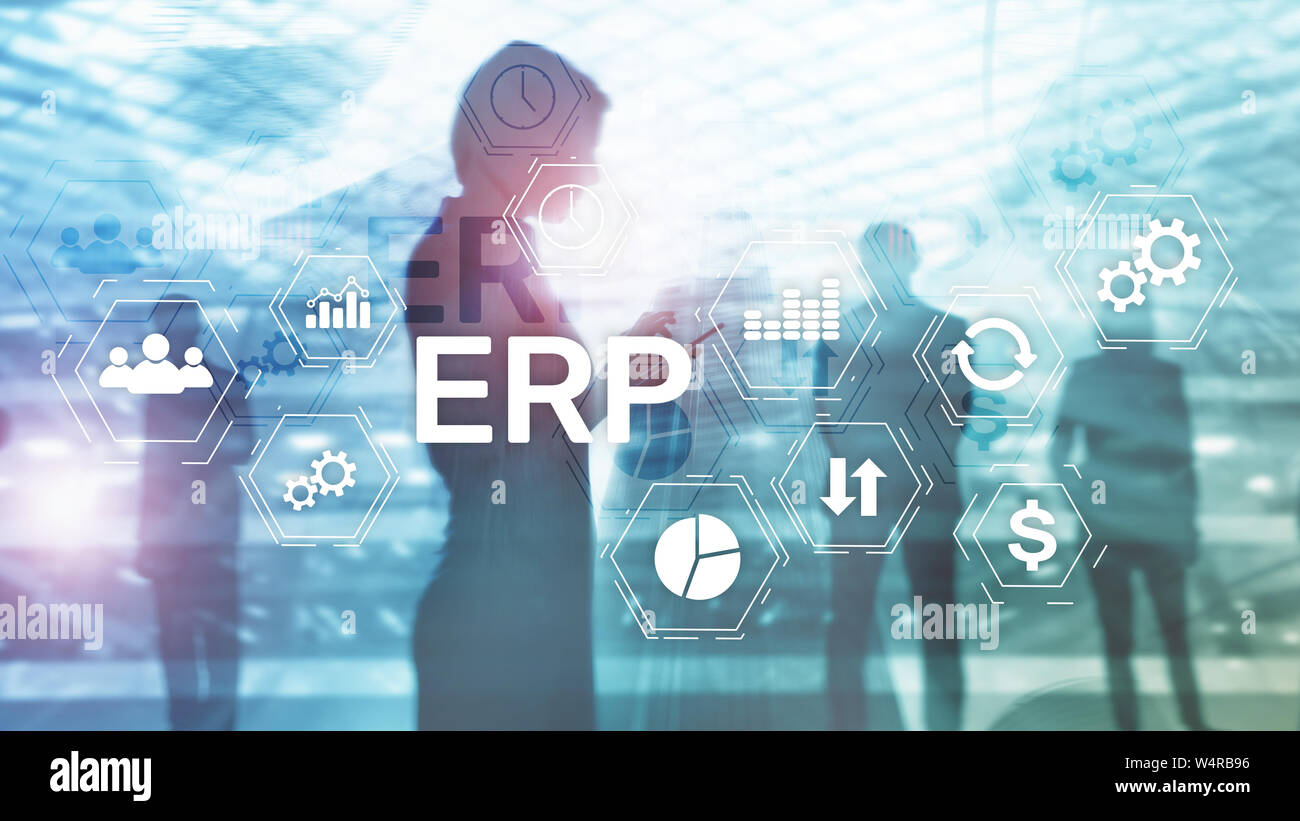 ERP system, Enterprise resource planning on blurred background ...