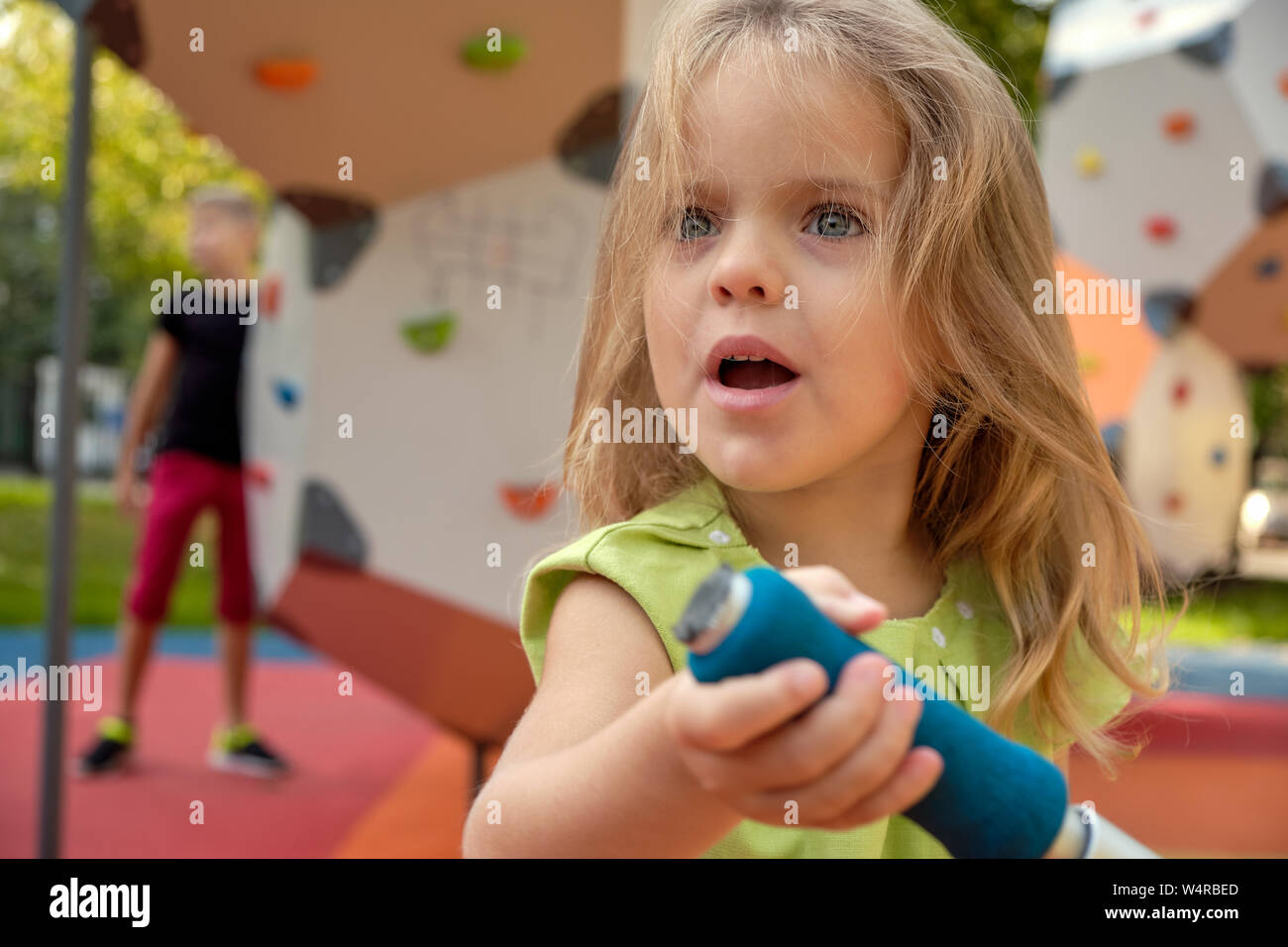 Upset girl child crying in the park. Parenting, child psychology Stock ...