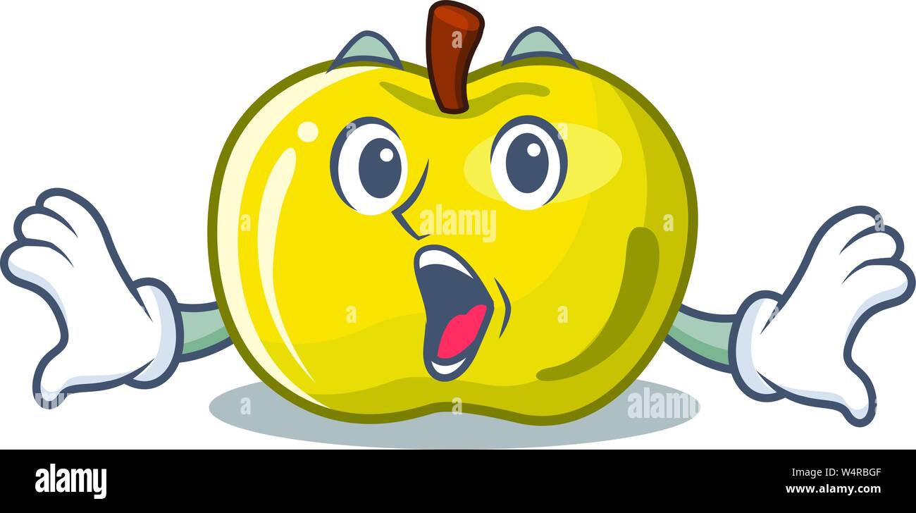 Surprised yellow apple isolated with the mascot vector illustration ...