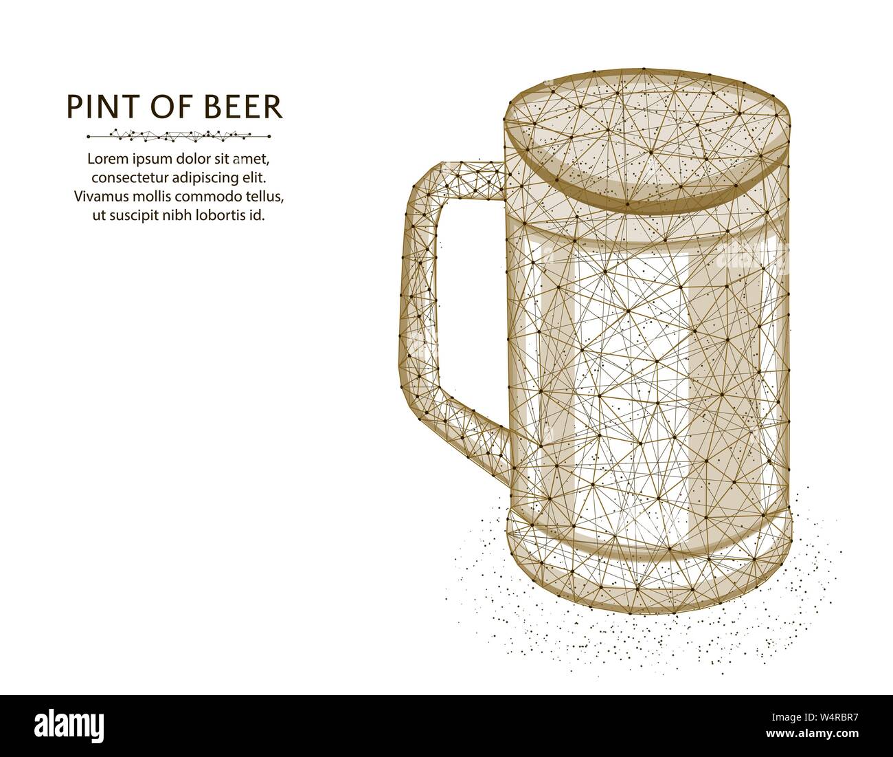 Pint of beer low poly graphic design, polygonal glass mug, alcohol ...