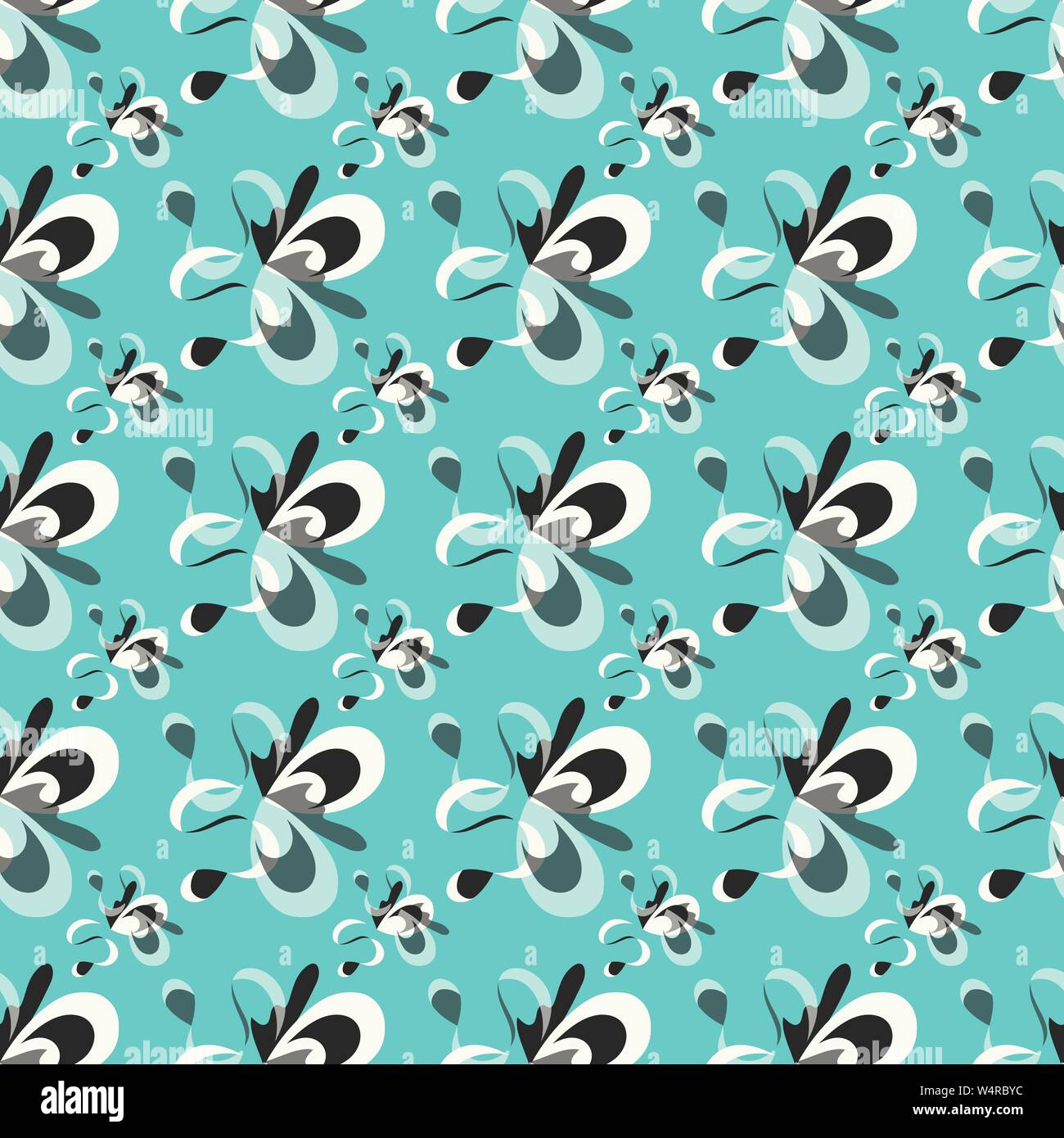 abstract objects retro style on a blue background seamless pattern ...